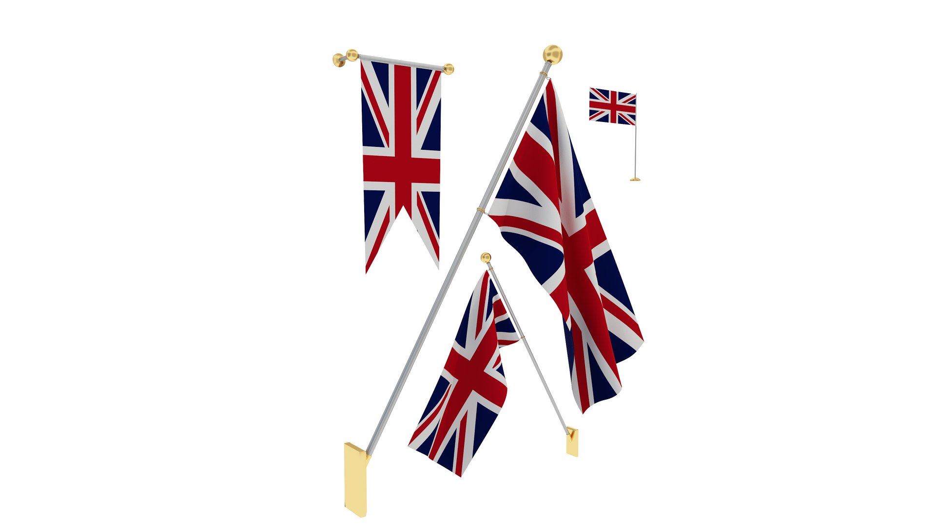 3D Model United Kingdom Flag Set - TurboSquid 2399191