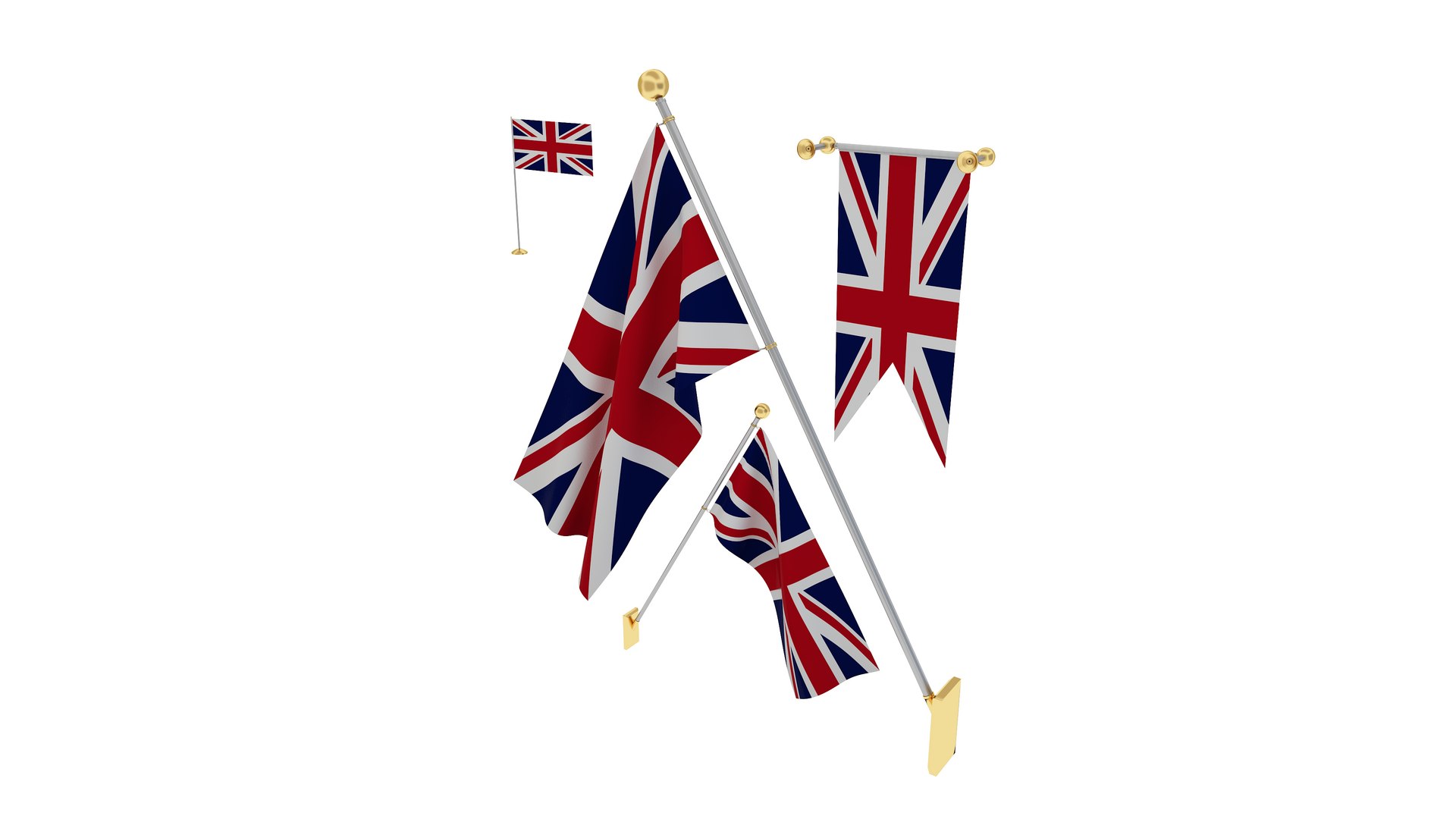 3D Model United Kingdom Flag Set - TurboSquid 2399191