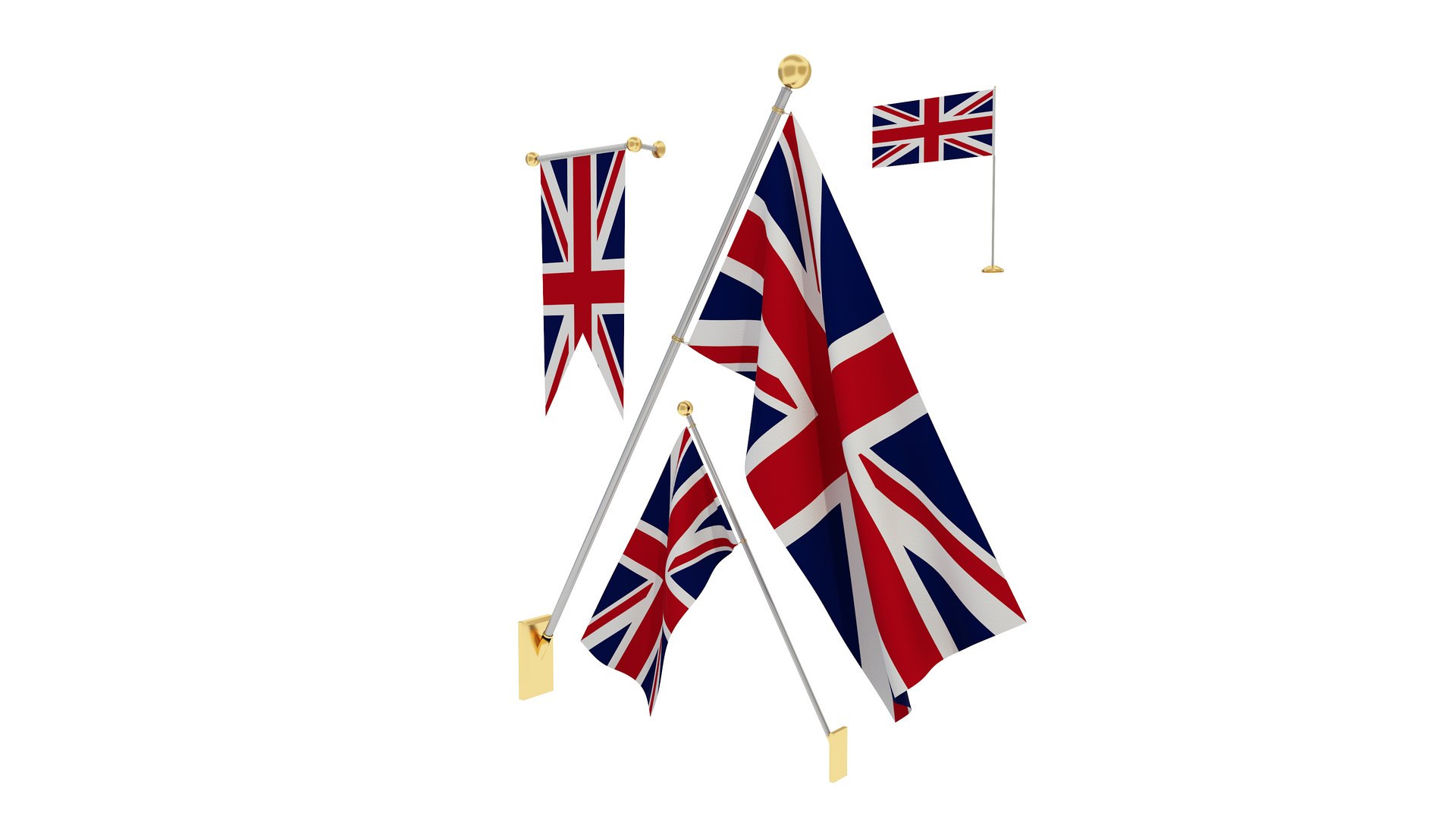 3D Model United Kingdom Flag Set - TurboSquid 2399191