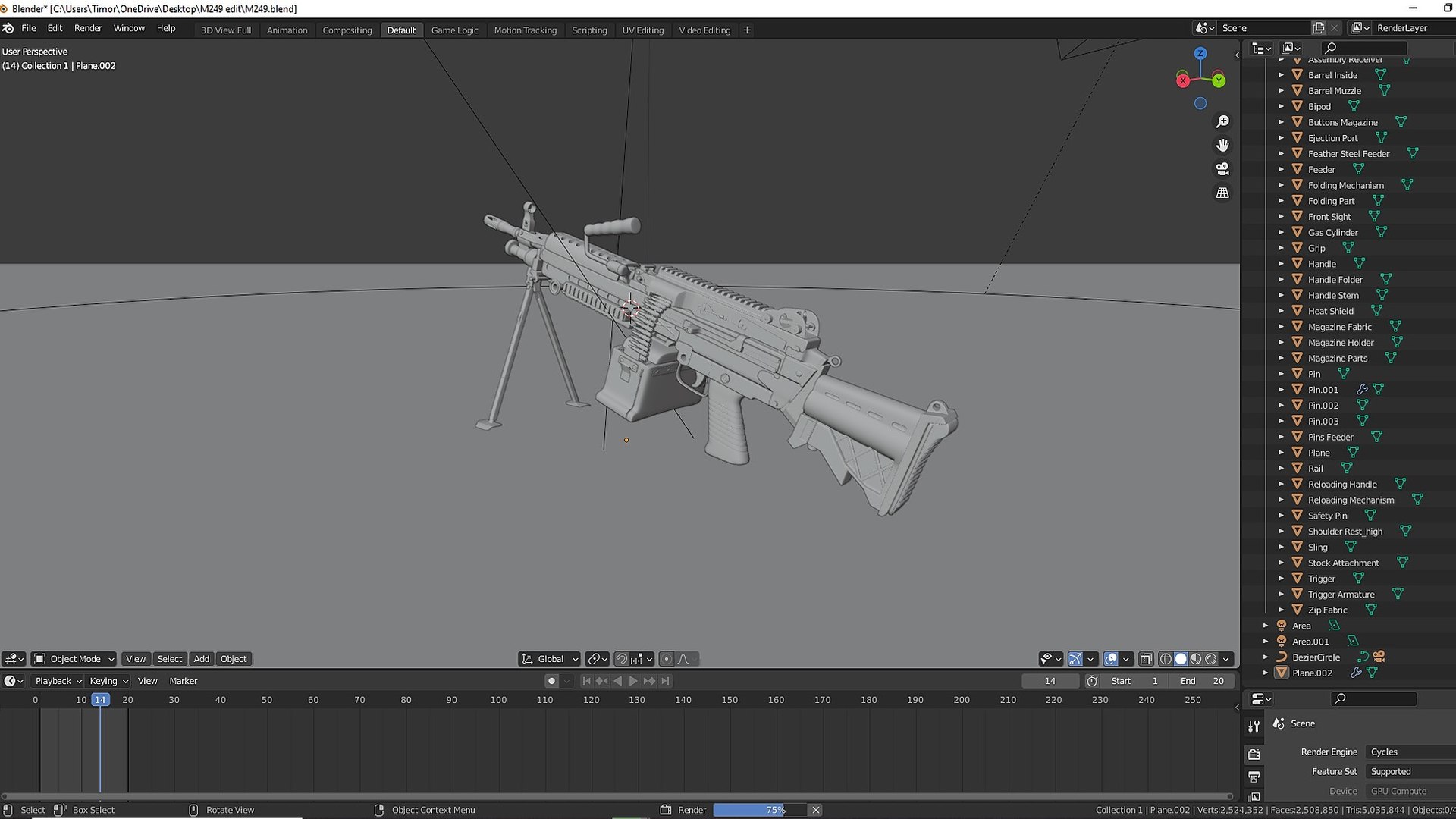 3D High Poly M249 LMG Model - TurboSquid 1815732