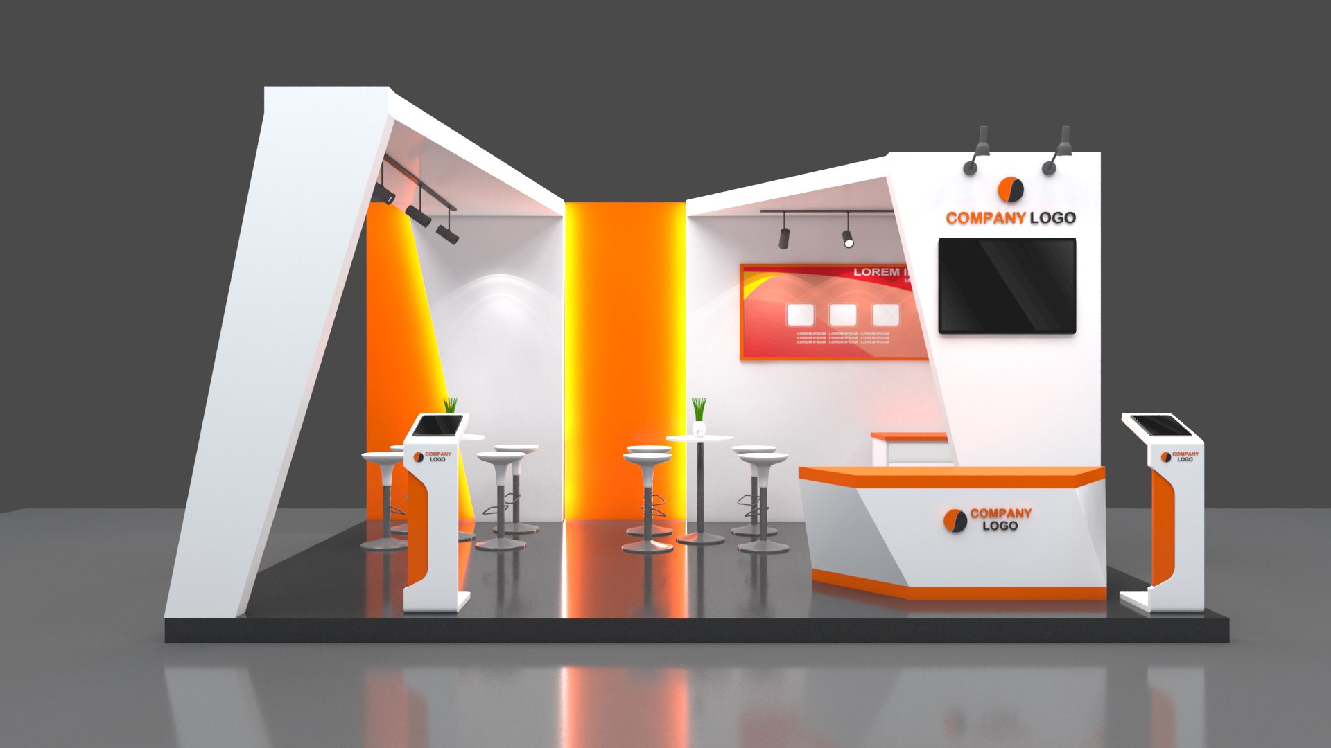 Booth 4x6 0range 3D model - TurboSquid 1770993
