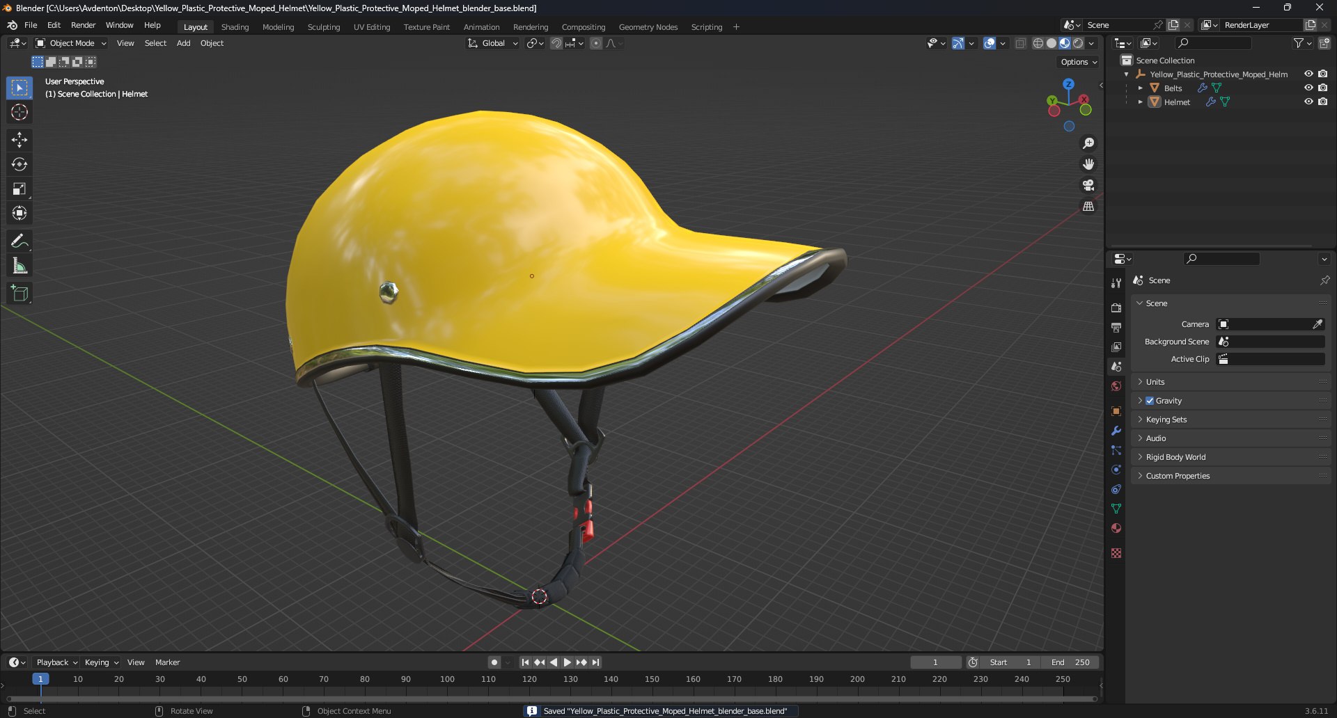 Yellow Plastic Protective Moped Helmet 3D Model - TurboSquid 2287220