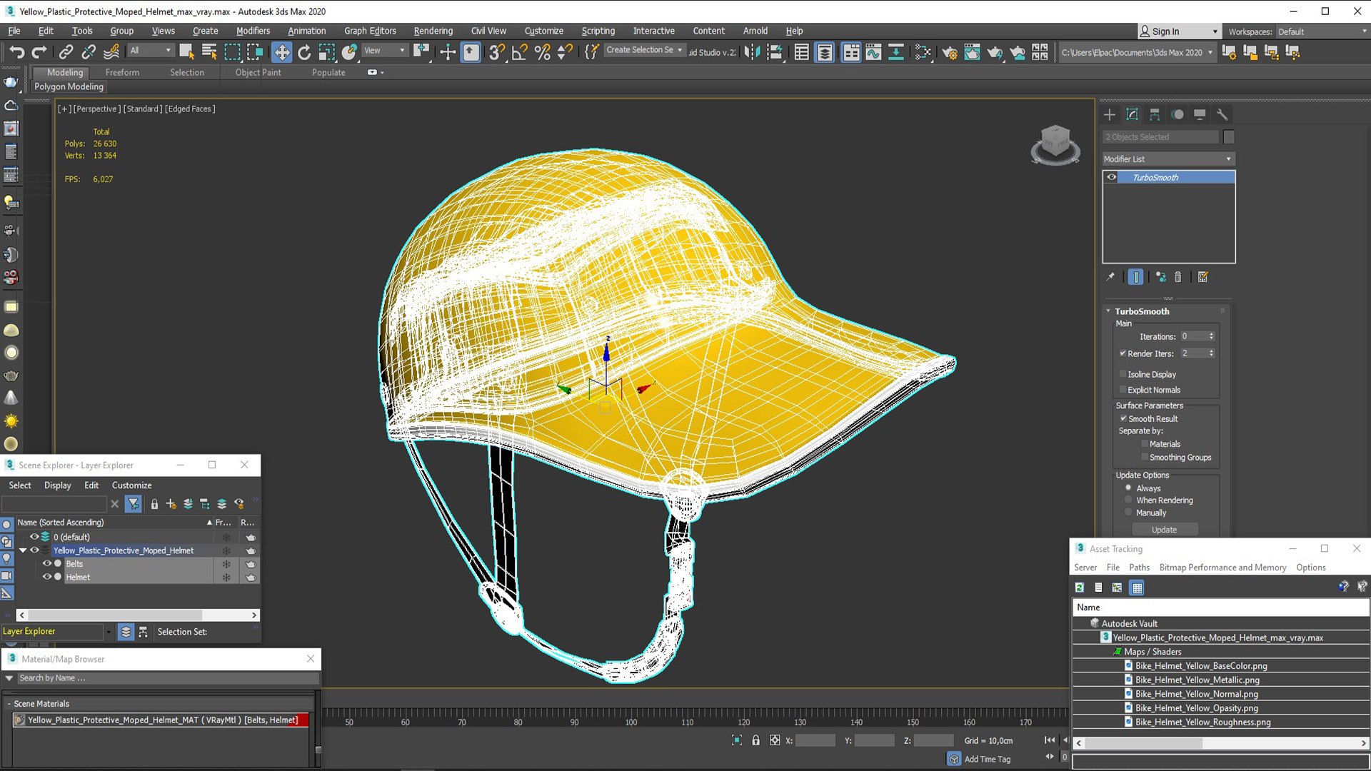 Yellow Plastic Protective Moped Helmet 3D Model - TurboSquid 2287220
