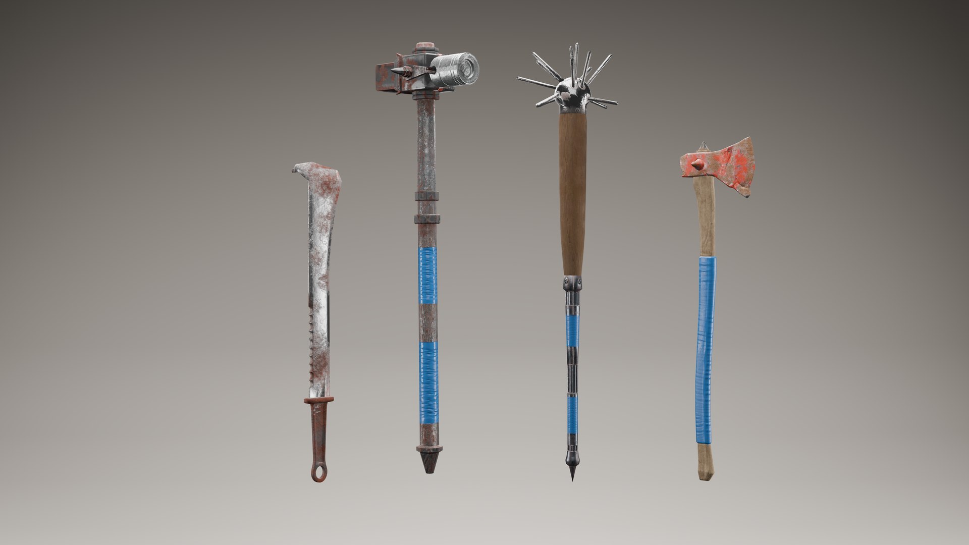3D Post Apocalypse Style Edged Weapons Collection Model - TurboSquid ...