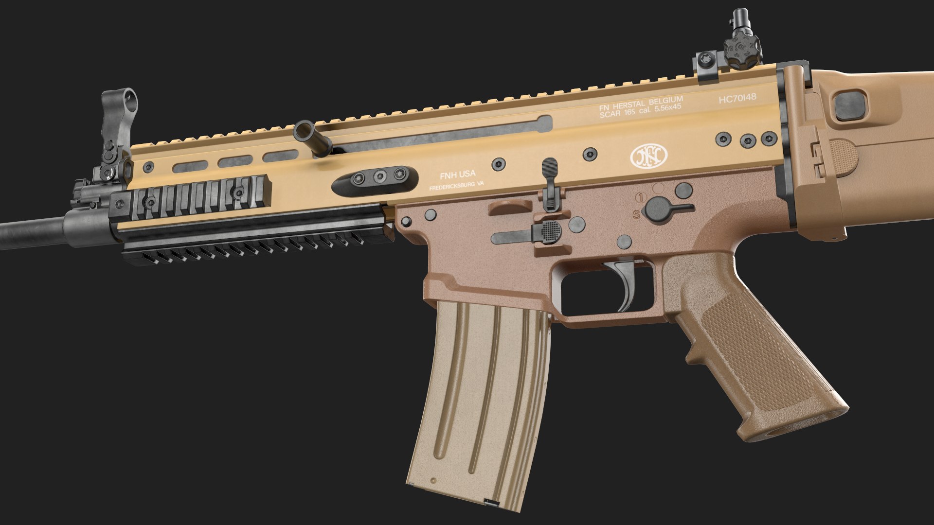 FN SCAR-L FDE Black Noir Game Ready model - TurboSquid 1748494