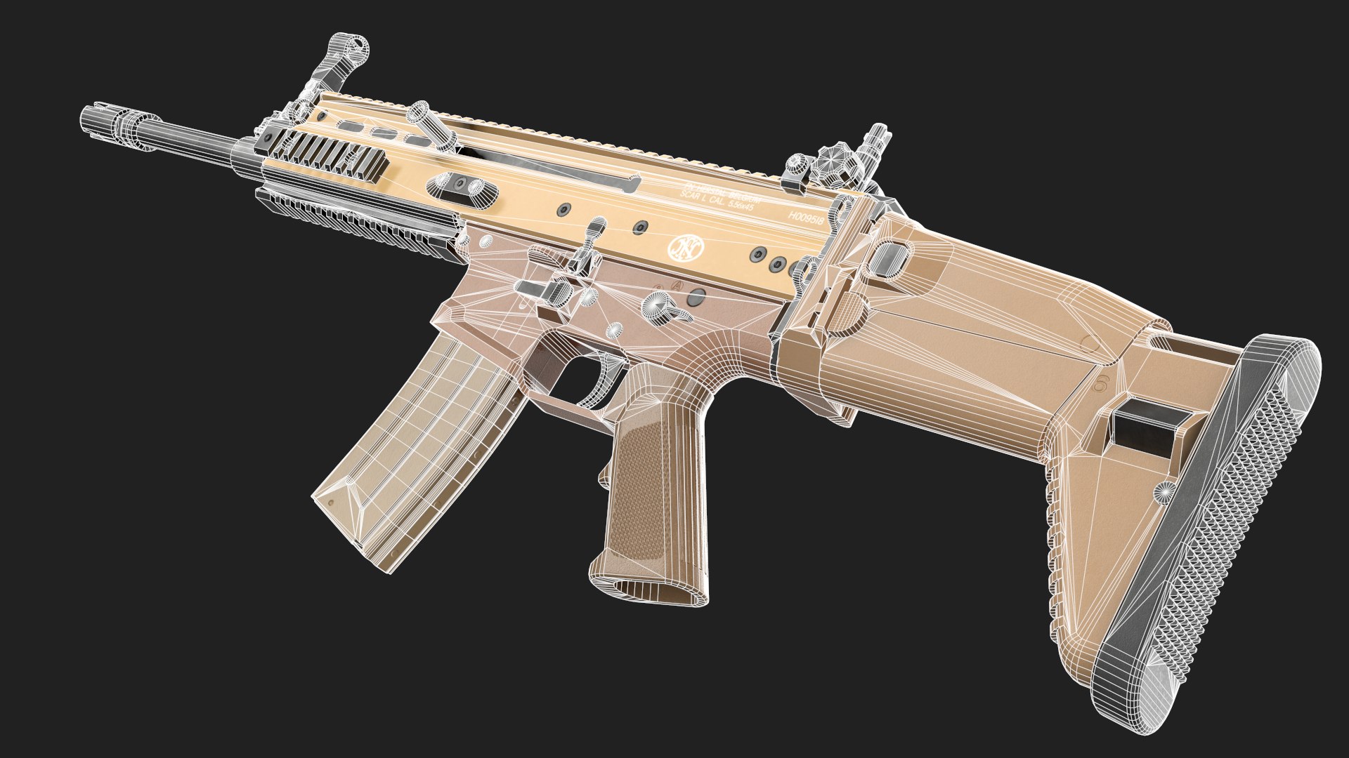 FN SCAR-L FDE Black Noir Game Ready model - TurboSquid 1748494