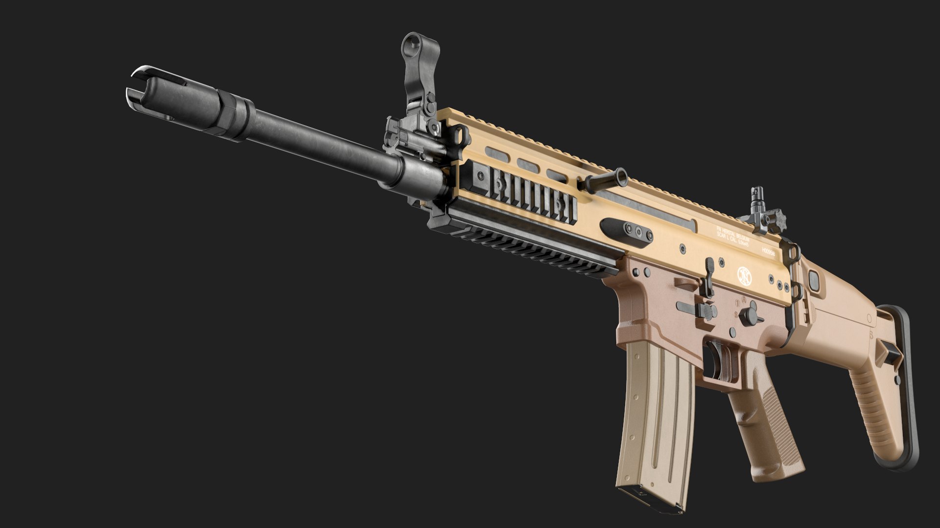FN SCAR-L FDE Black Noir Game Ready Model - TurboSquid 1748494