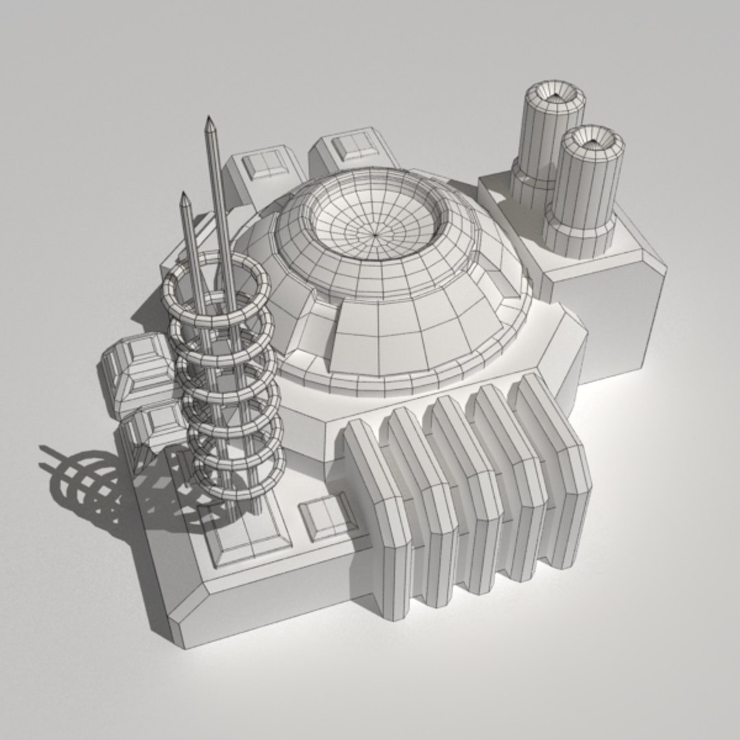 3d Reactor Sci-fi Building Model