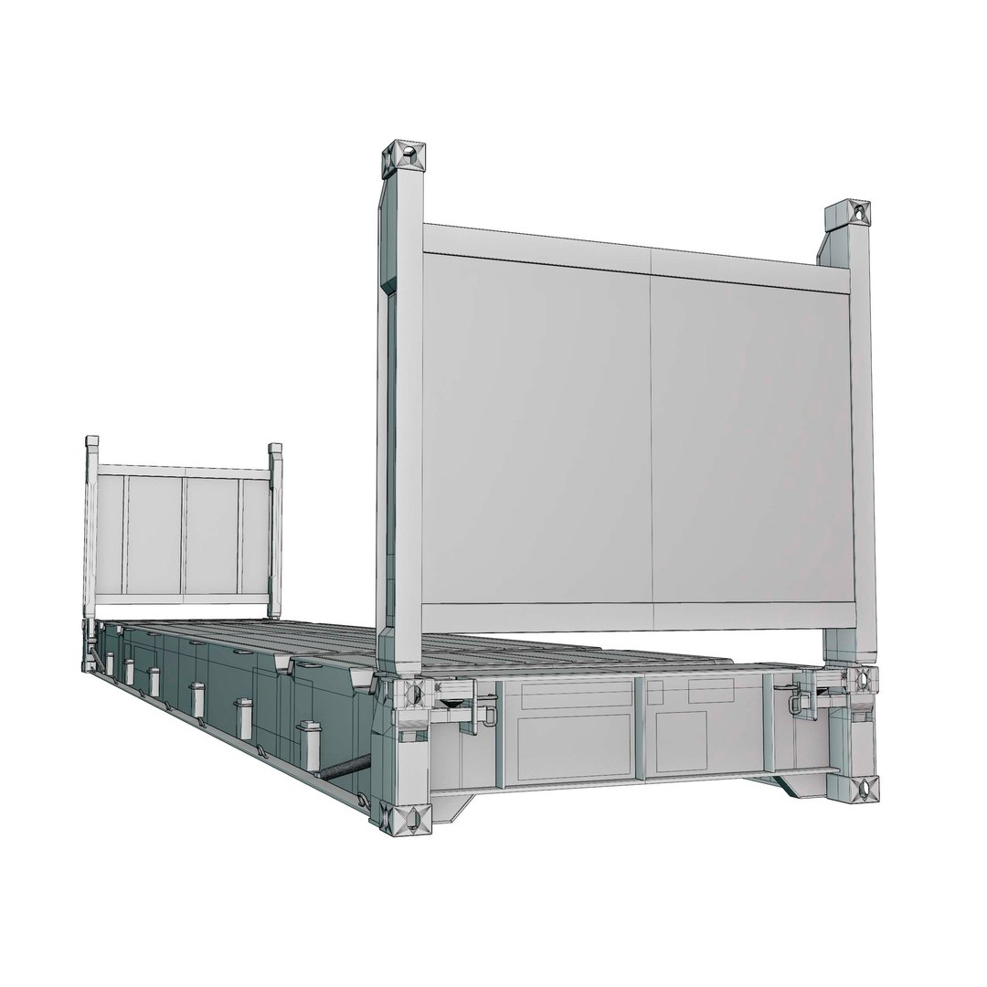 40FT High Cube Flush Folding Flatrack 3D Model - TurboSquid 2175033