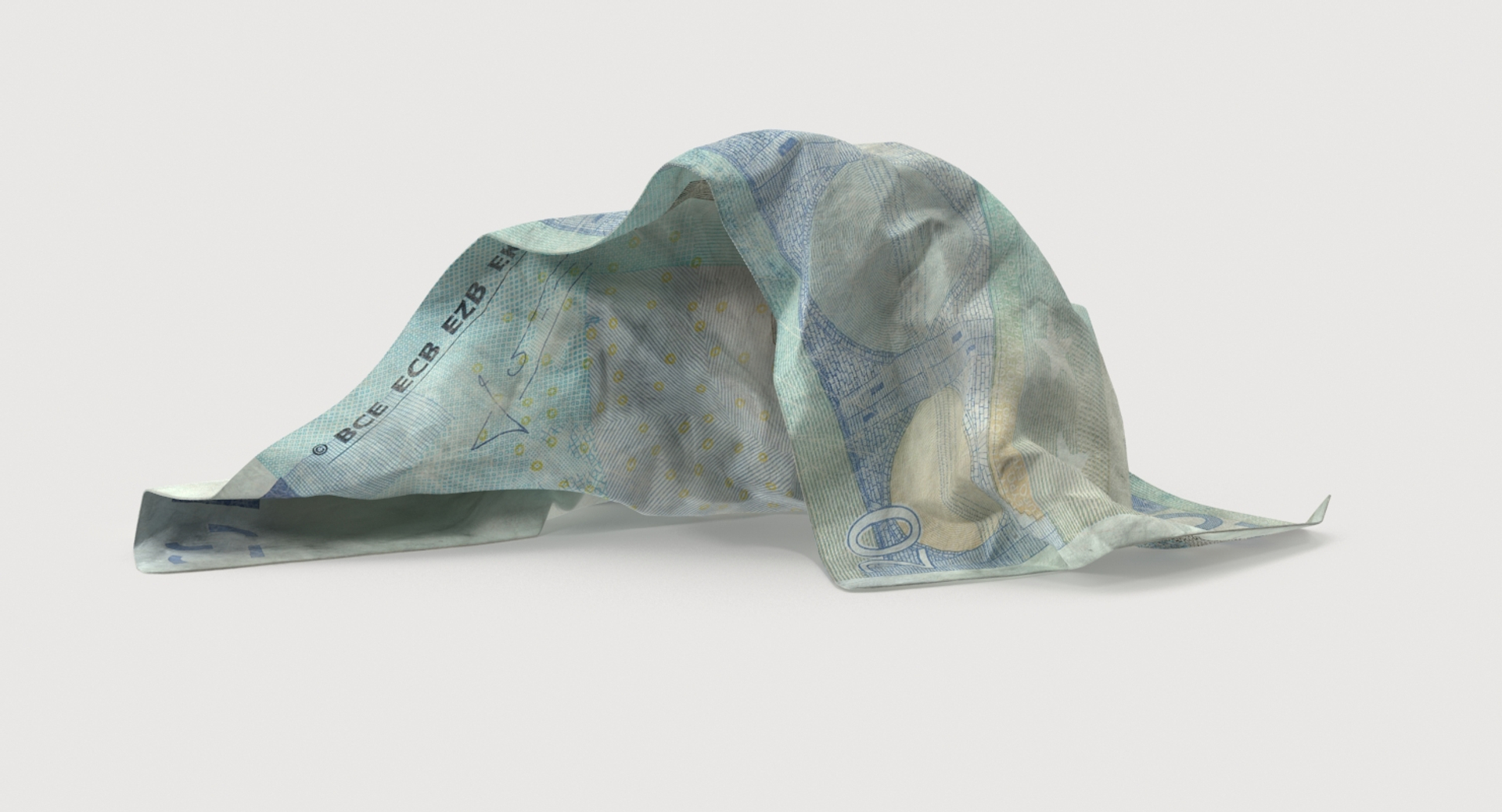 20 Euro Bill Crumpled 3d Max