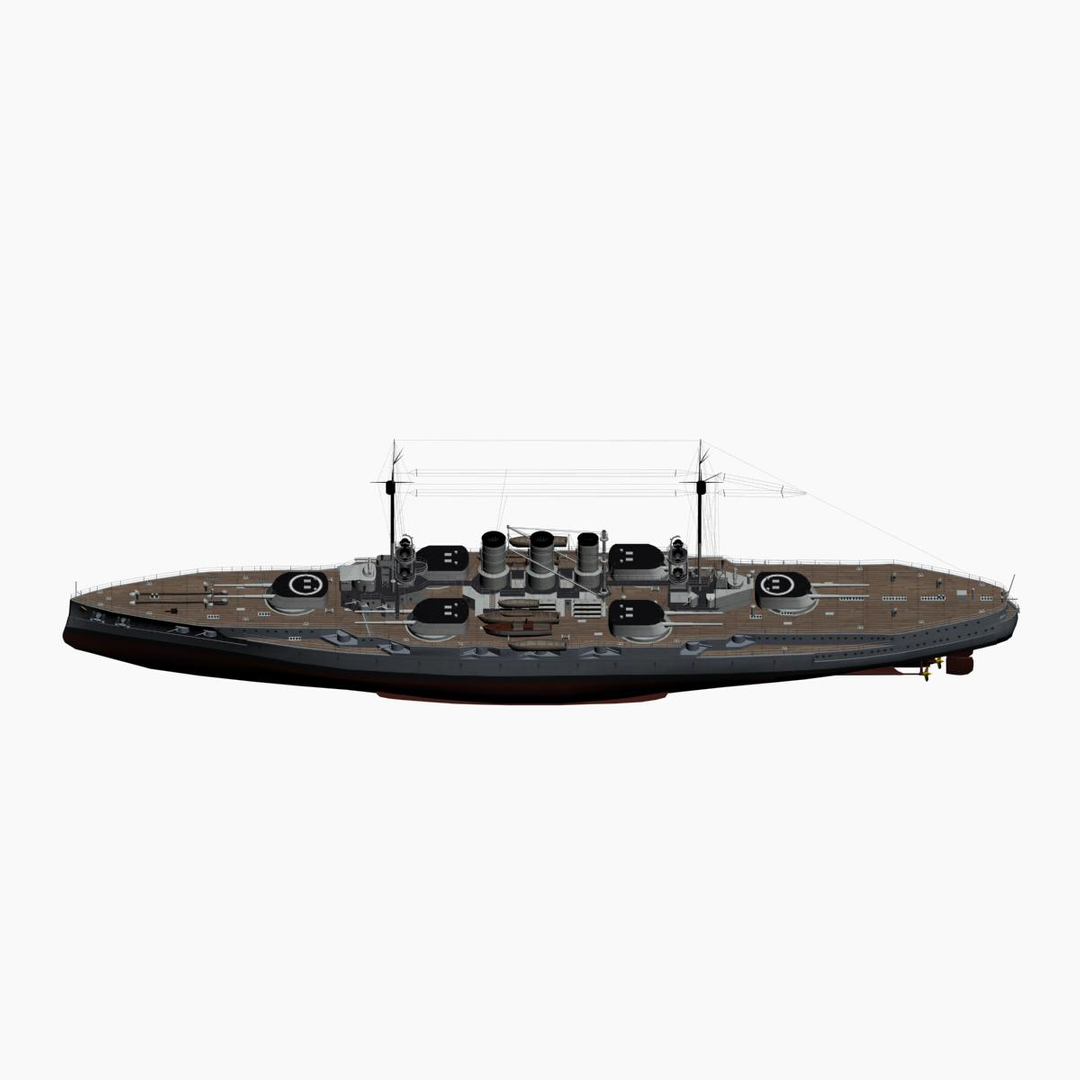 3d model dreadnought battleship helgoland class