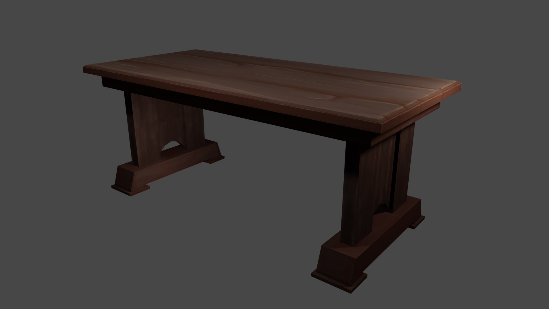 3D Dark Wood Table And Chair - Handpainted - TurboSquid 2064325