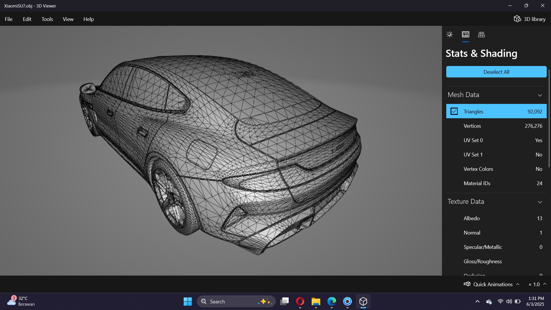 3D Xiaomi SU7 EV 2024 - TurboSquid 2416438