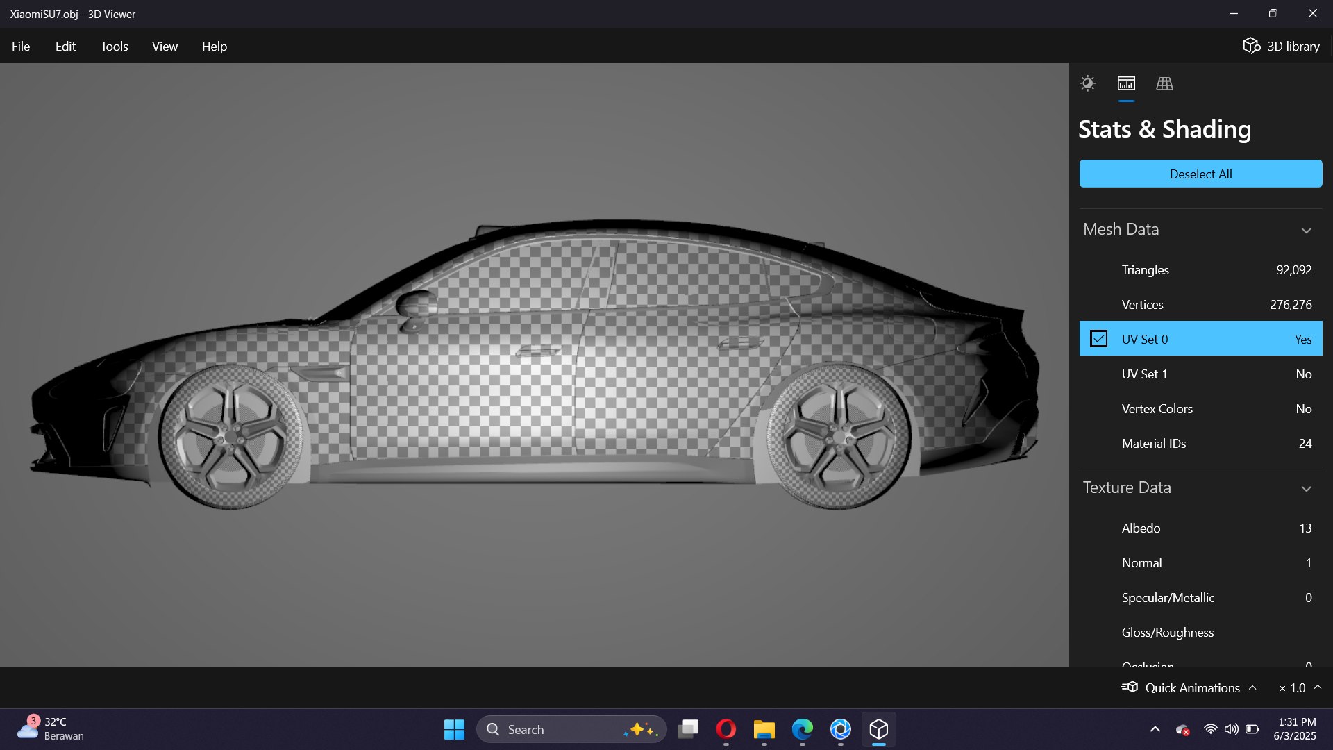 3D Xiaomi SU7 EV 2024 - TurboSquid 2416438