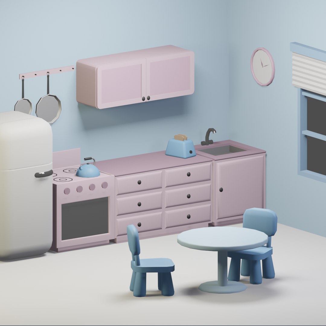 Cartoon kitchen set 3D model - TurboSquid 1771452