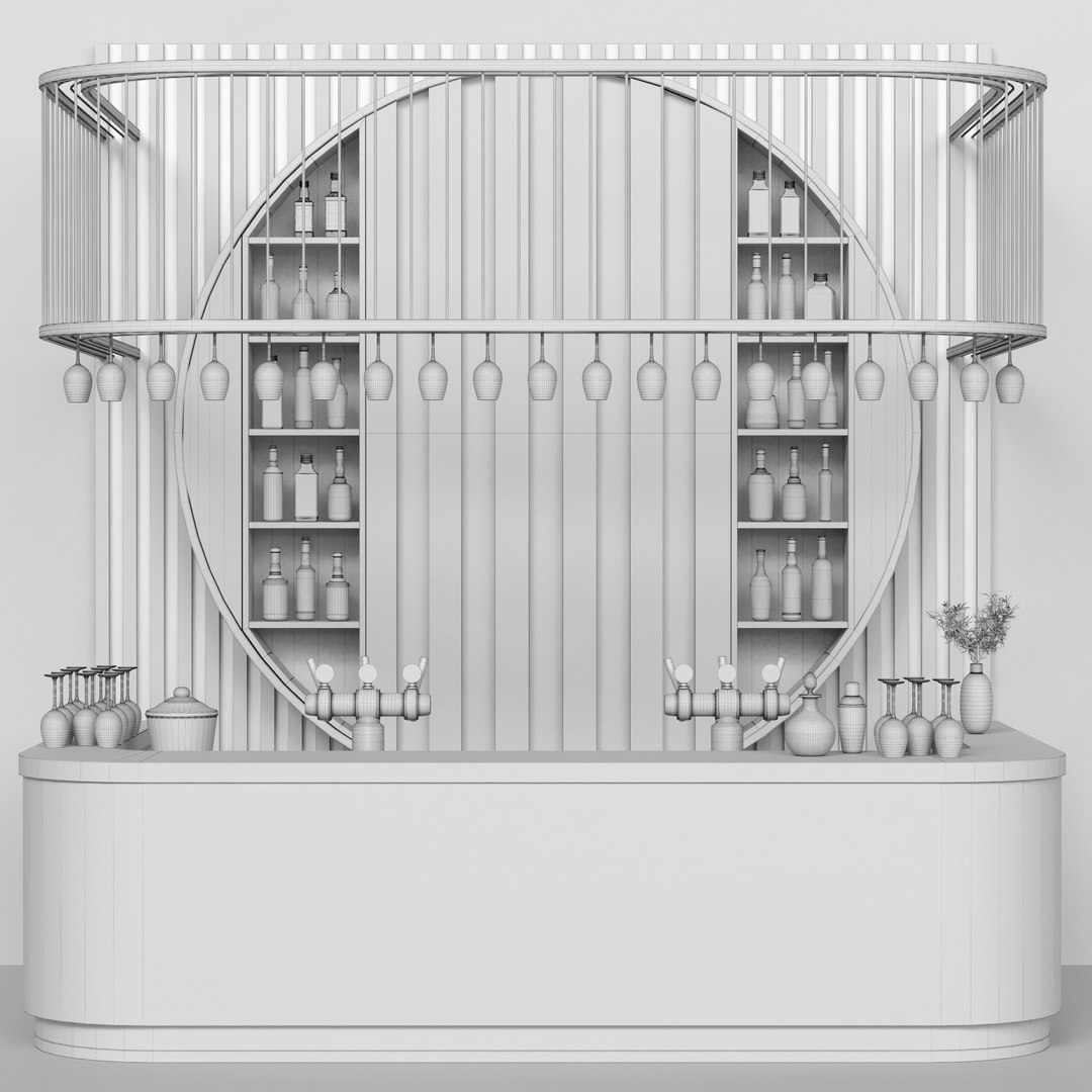 3D Design - project of a restaurant with a bar counter model ...