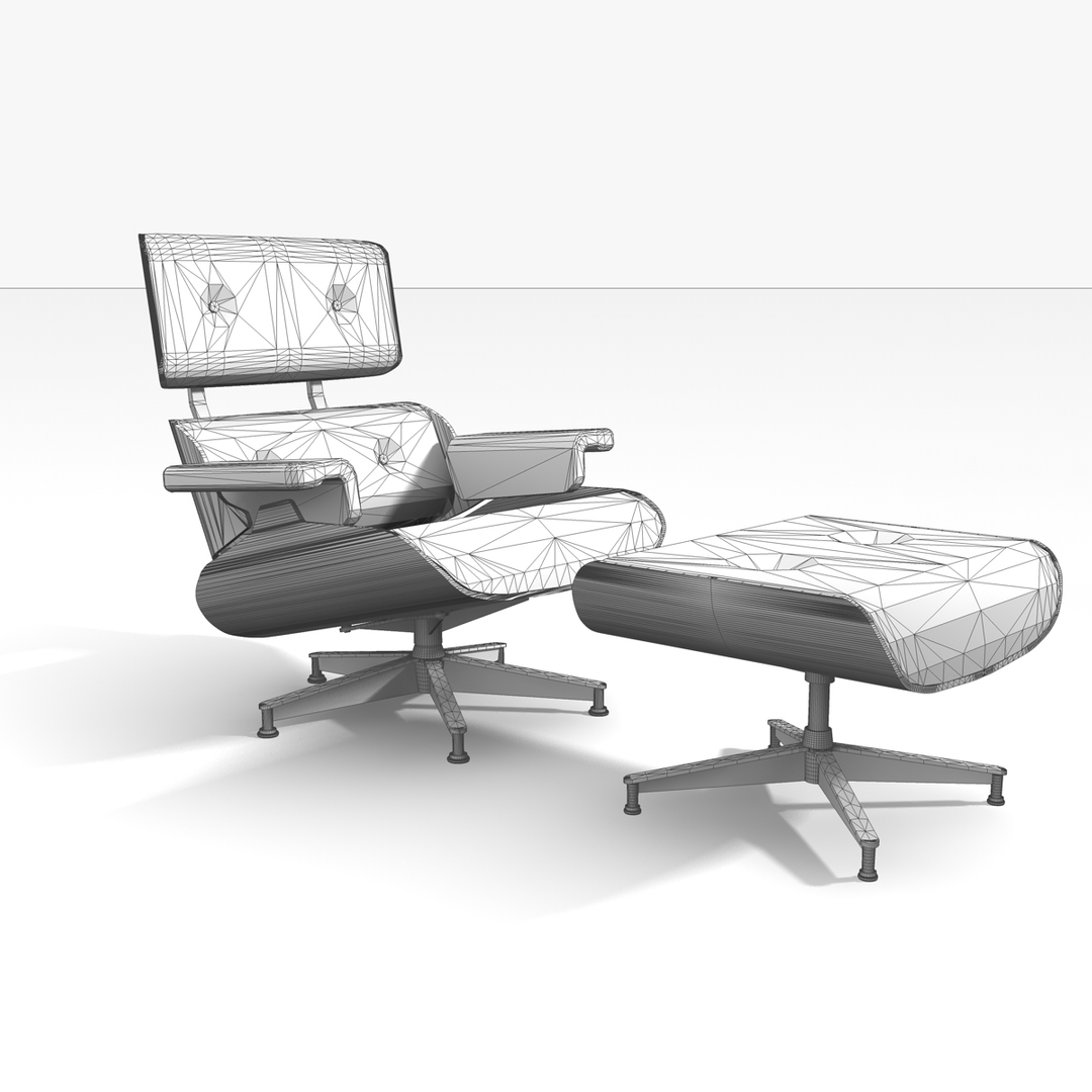3d Model Iconic Lounge Chair Ottoman