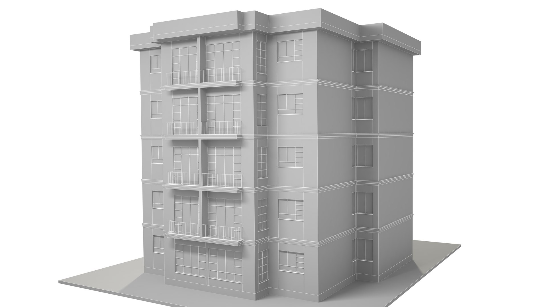 3D Model Apartment Building With Interior-NO TEXTURES - TurboSquid 2333175