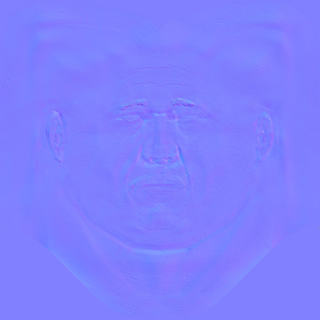 3d Head Mesh Color Normal Maps Model