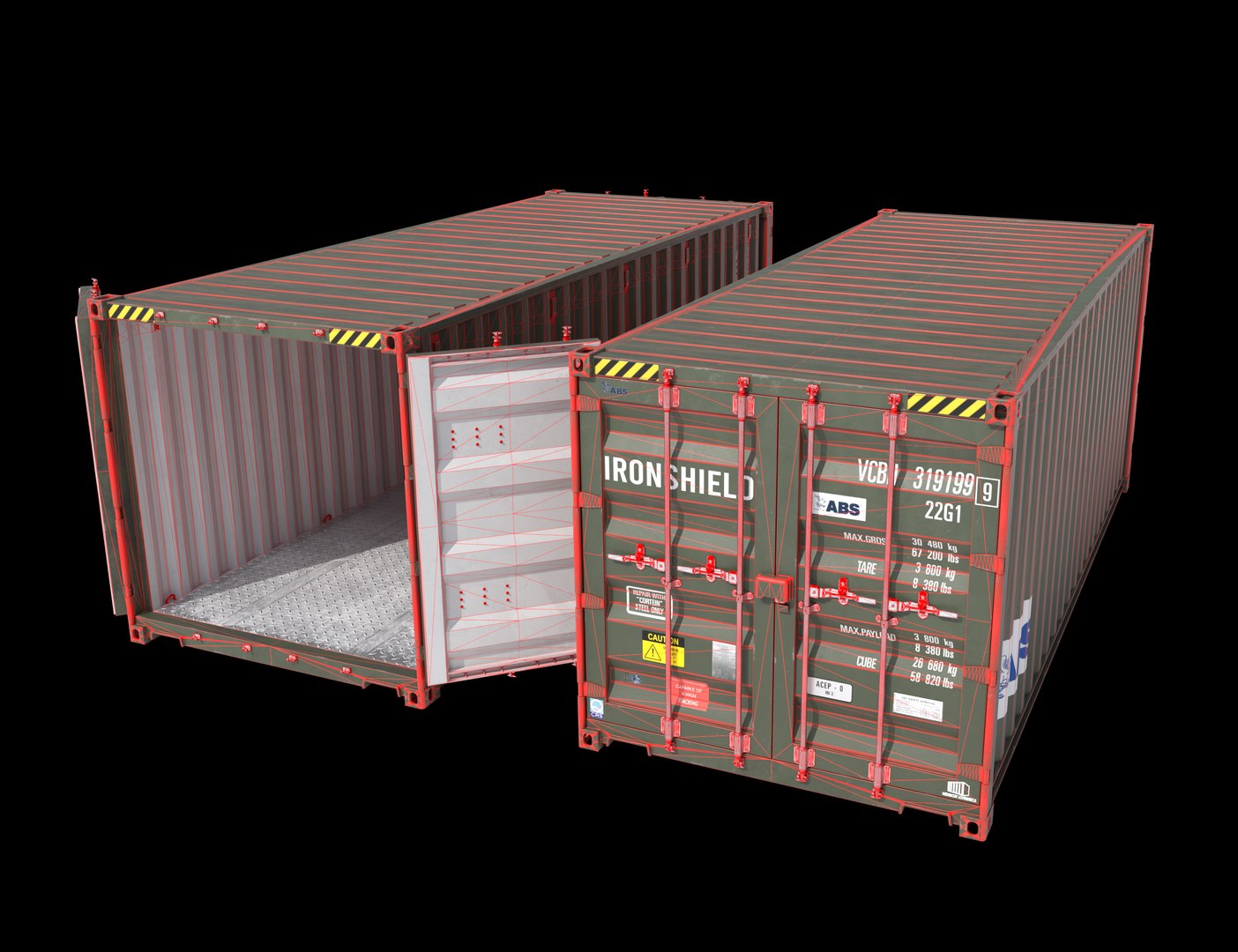 20ft Cargo Container Green Military Model - TurboSquid 2205939