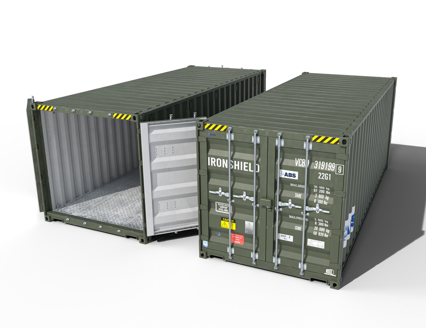 20ft Cargo Container Green Military Model - TurboSquid 2205939
