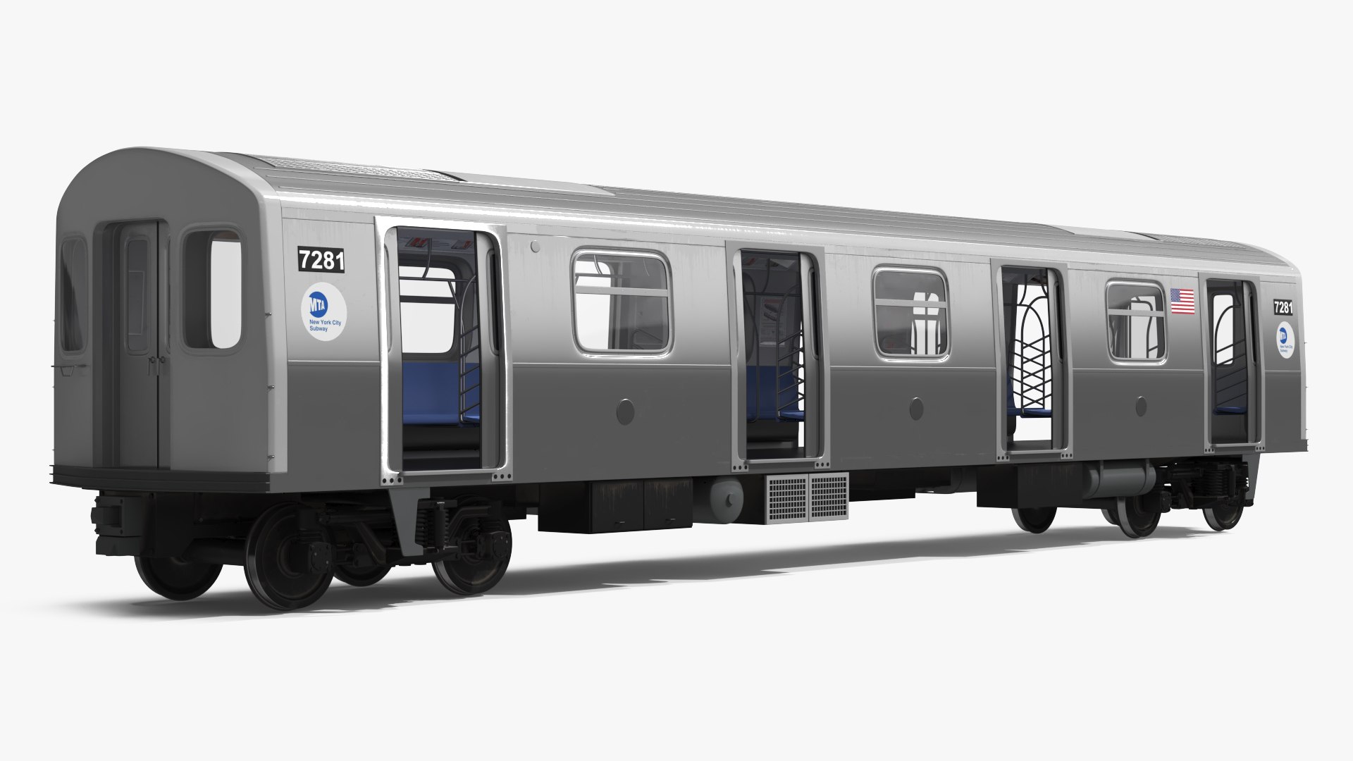 R160 Middle Subway Car With Sliding Side Doors Silver Rigged Model ...