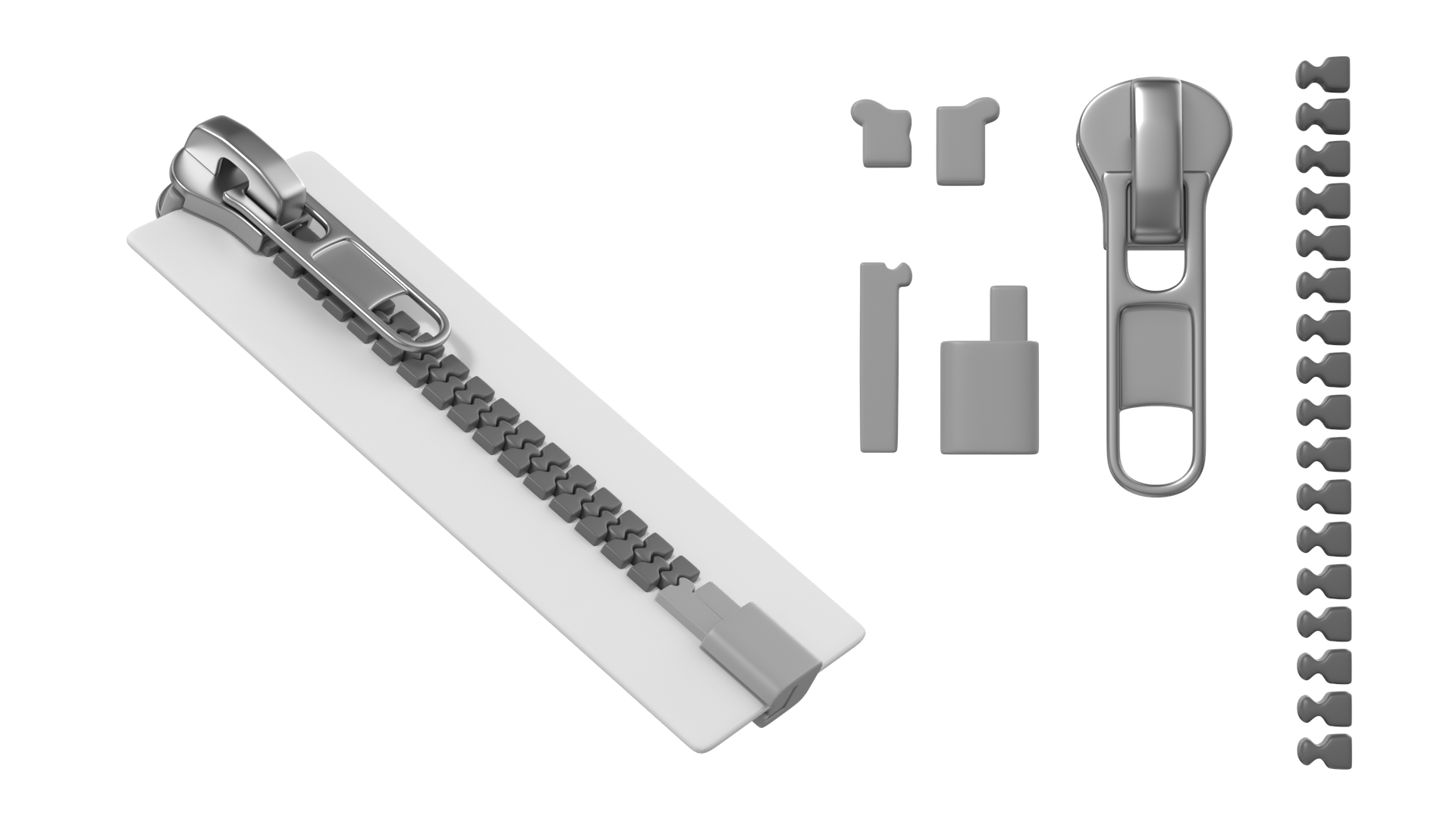 Zip Fastener For Outerwear With 5cm Teeth Rows model - TurboSquid 2070293