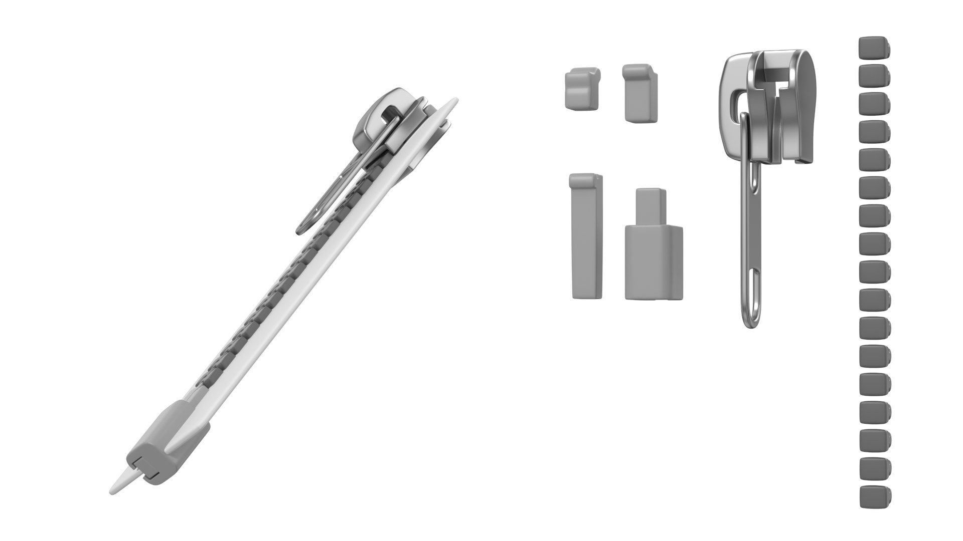 Zip Fastener For Outerwear With 5cm Teeth Rows Model - TurboSquid 2070293