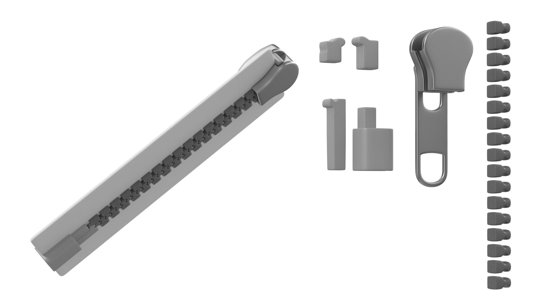 Zip Fastener For Outerwear With 5cm Teeth Rows Model - TurboSquid 2070293