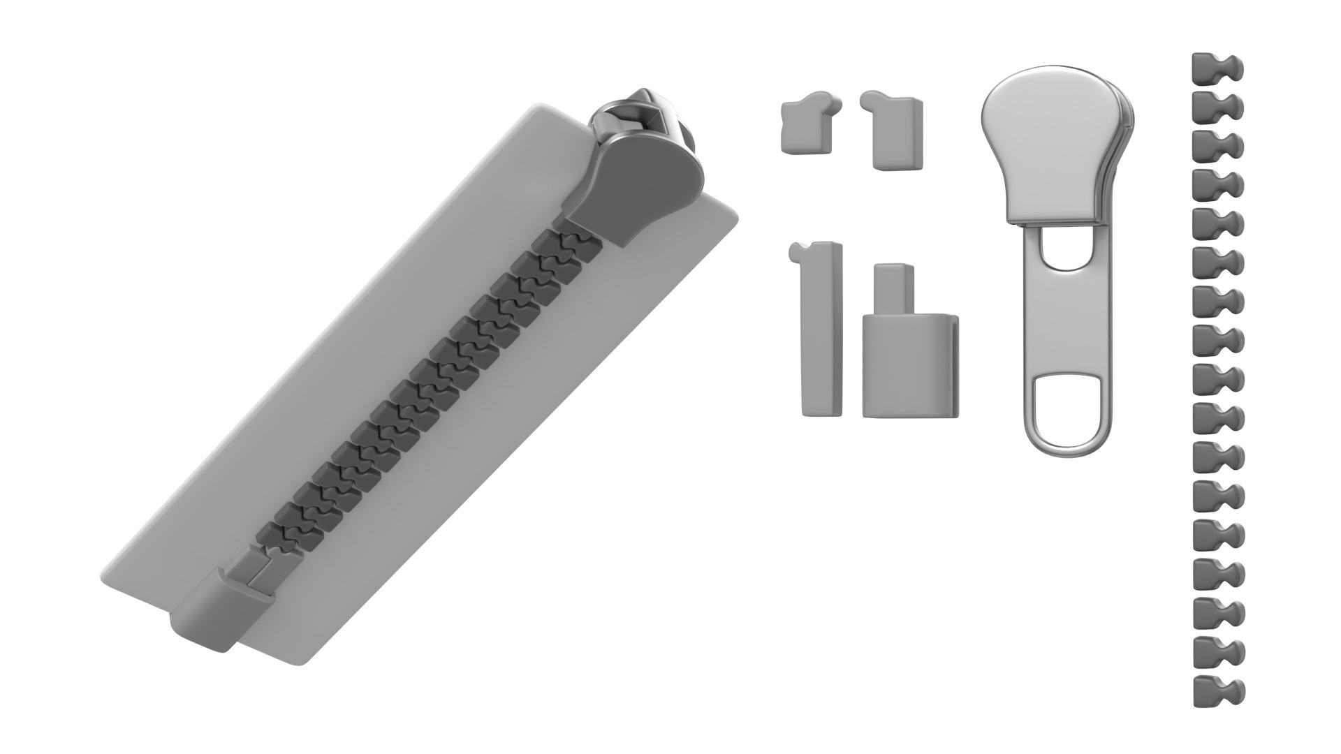 Zip Fastener For Outerwear With 5cm Teeth Rows Model - TurboSquid 2070293