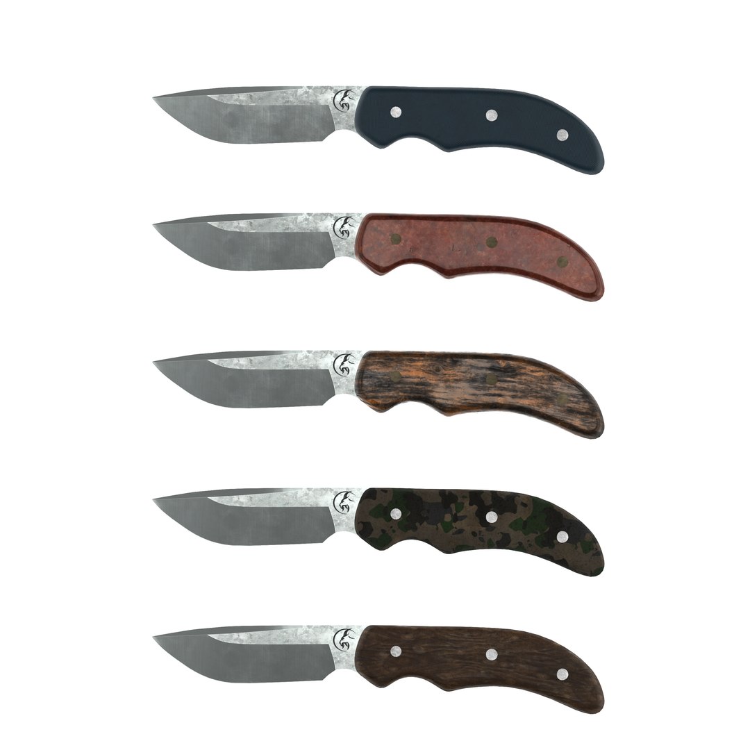 Survival Knife Pack - 5 Models - with 5 Handle Skins each 3D model ...