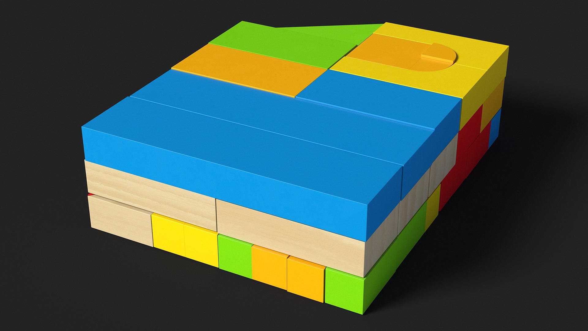 3D Wooden Constructor Colored Model - TurboSquid 2243479