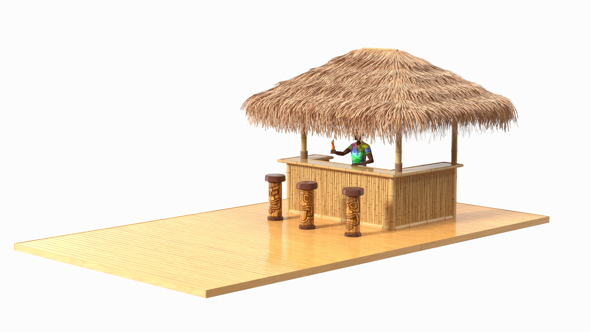 3D Barman At Tiki Bar Rigged Model - TurboSquid 1843127