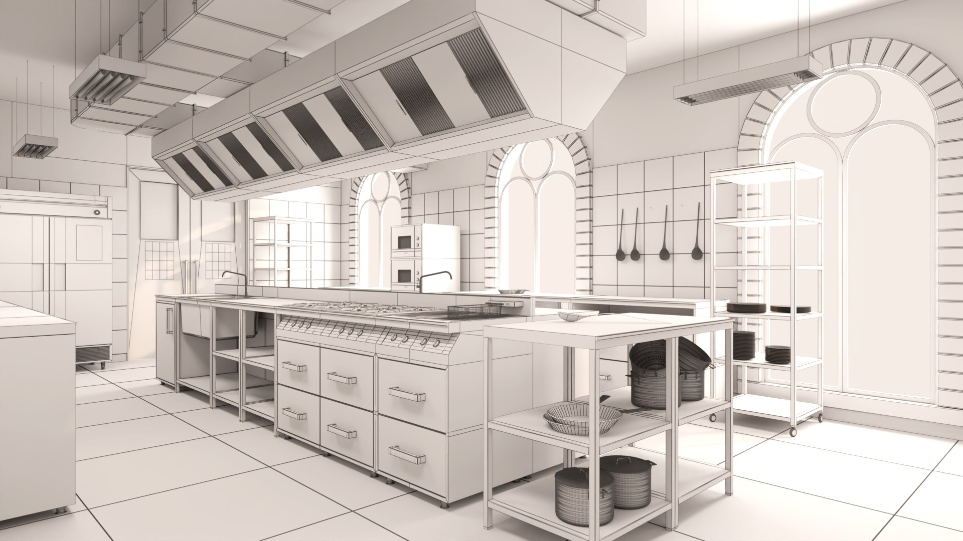 3D Commercial Kitchen Model - TurboSquid 2085759