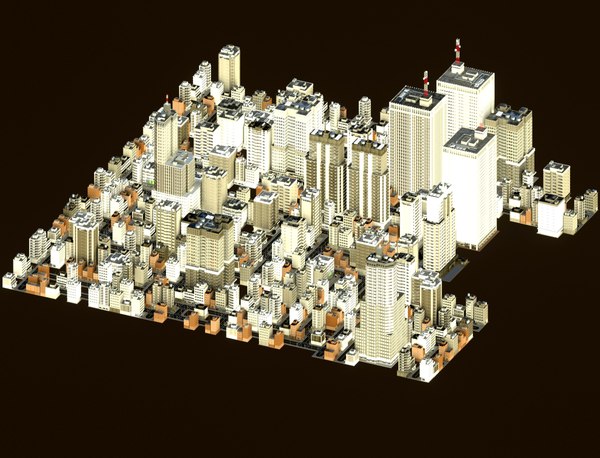 modelo 3d Ciudad realista Low-poly - TurboSquid 1701587