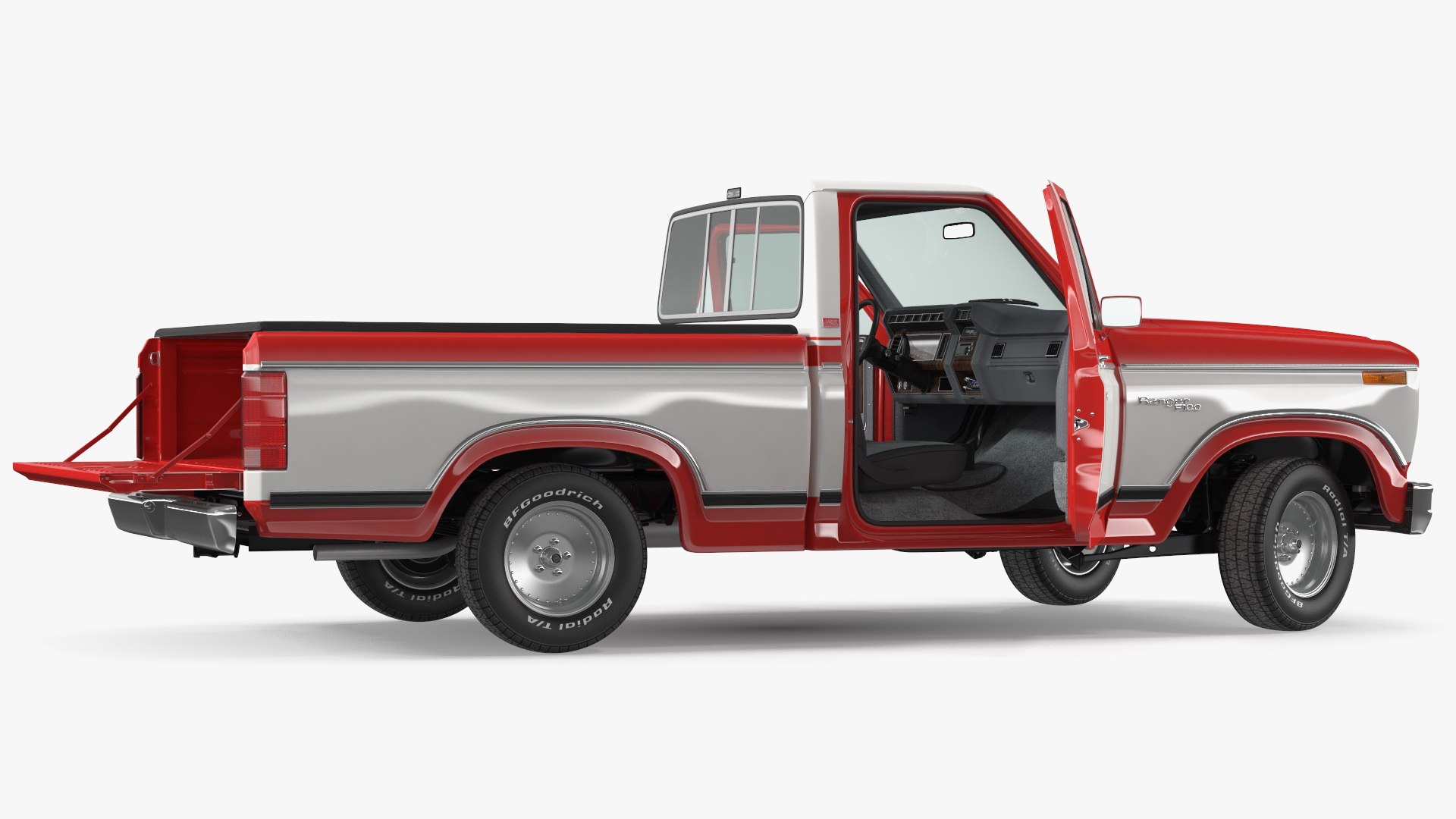 Ford F Series Ranger 1980 Pickup Truck Red Rigged 3D - TurboSquid 1846615