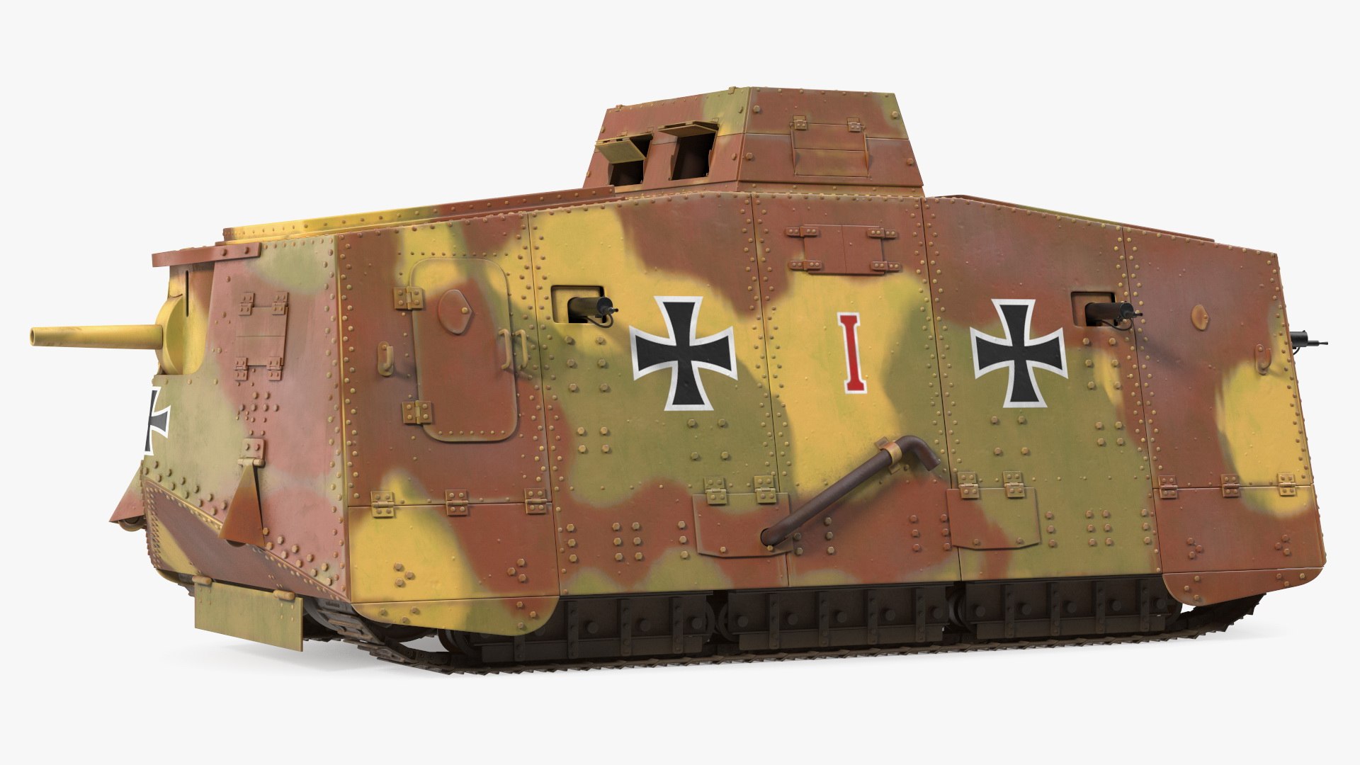 3D A7V Sturmpanzerwagen Tank Camo Rigged For Cinema 4D Model ...
