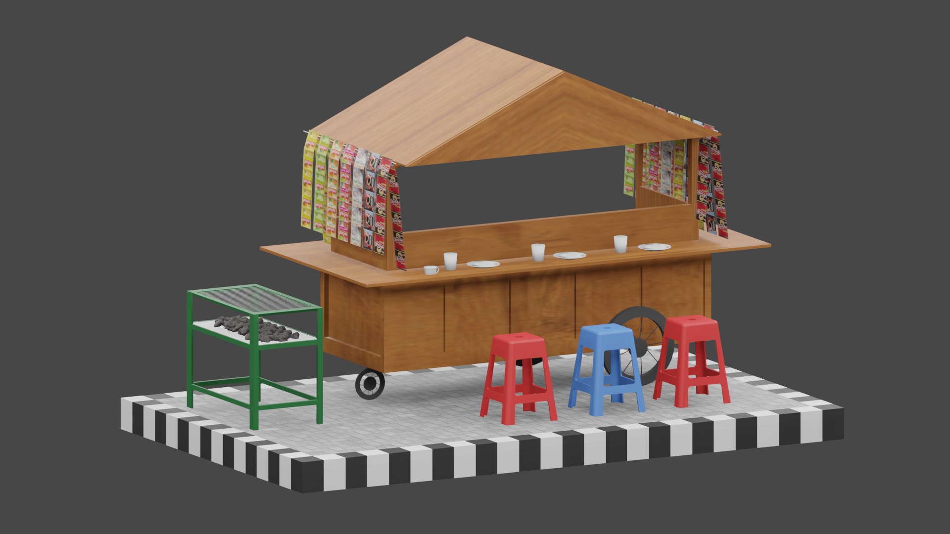 3D модель Angkringan - TurboSquid 2053484