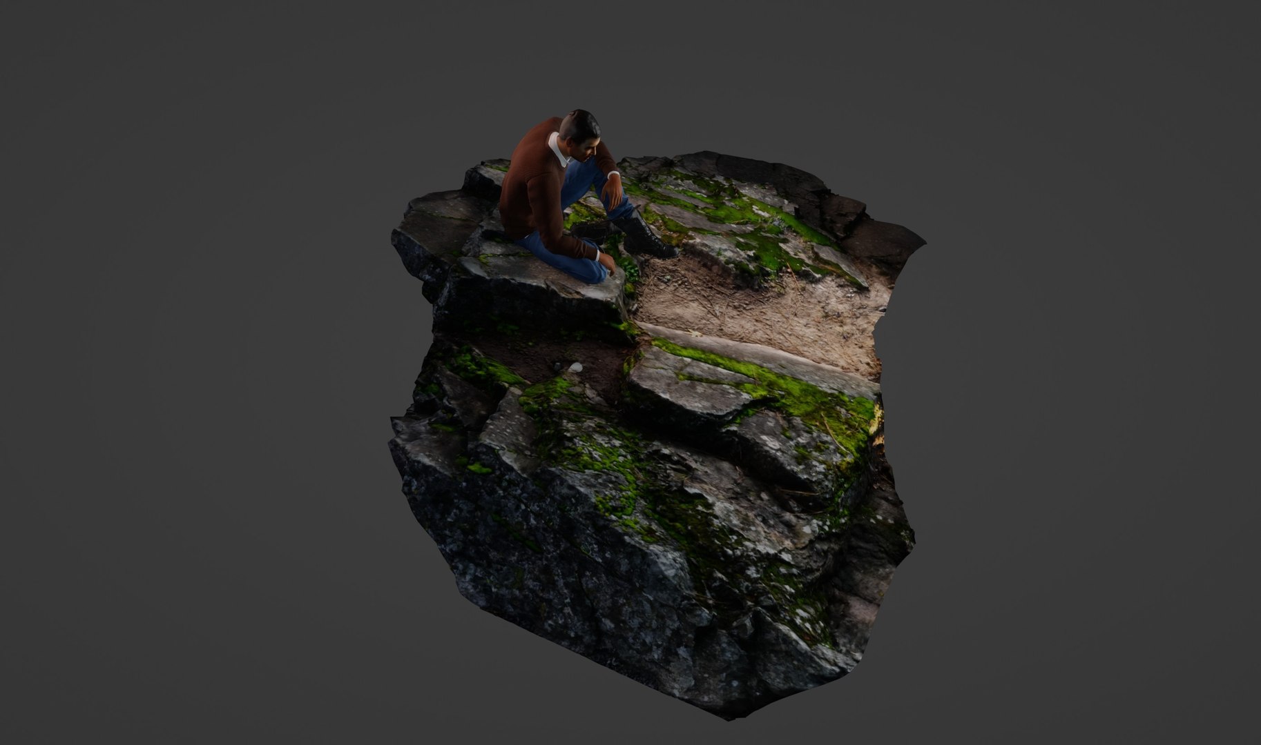 Sad Man Sitting On A Stone Model - TurboSquid 2017391