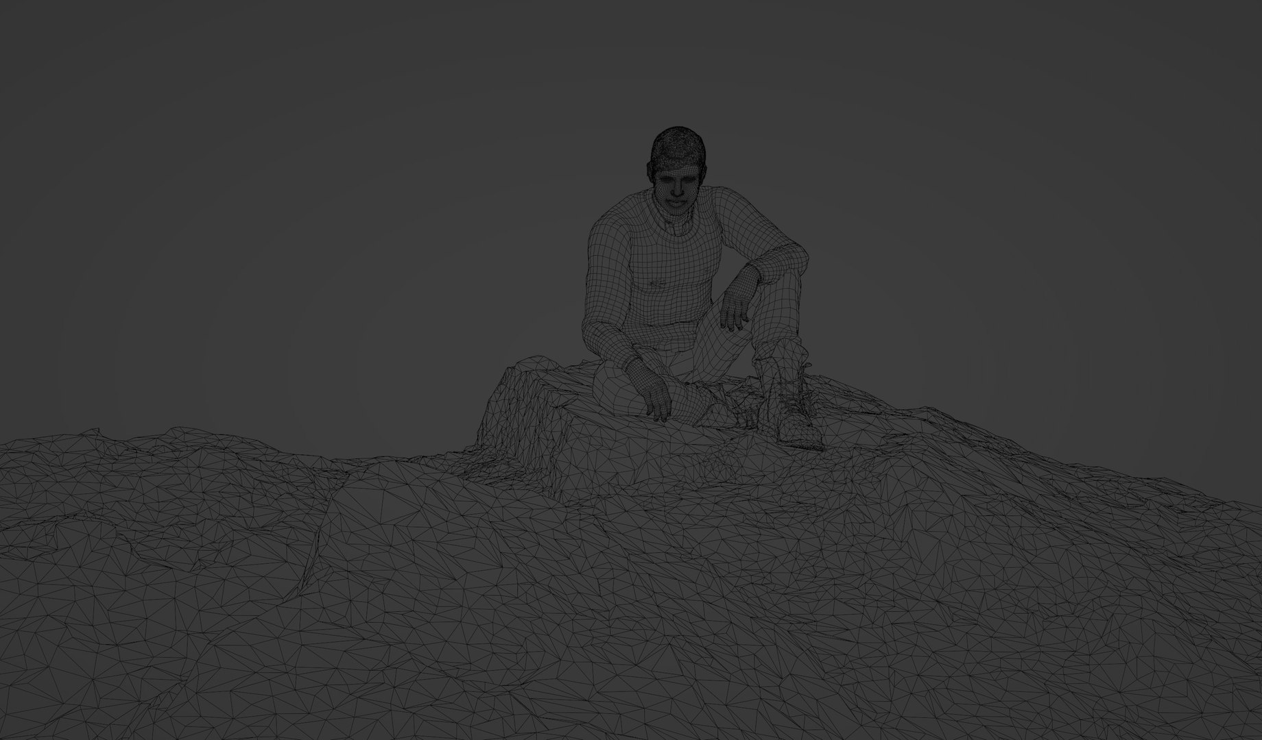 Sad Man Sitting On A Stone Model - TurboSquid 2017391