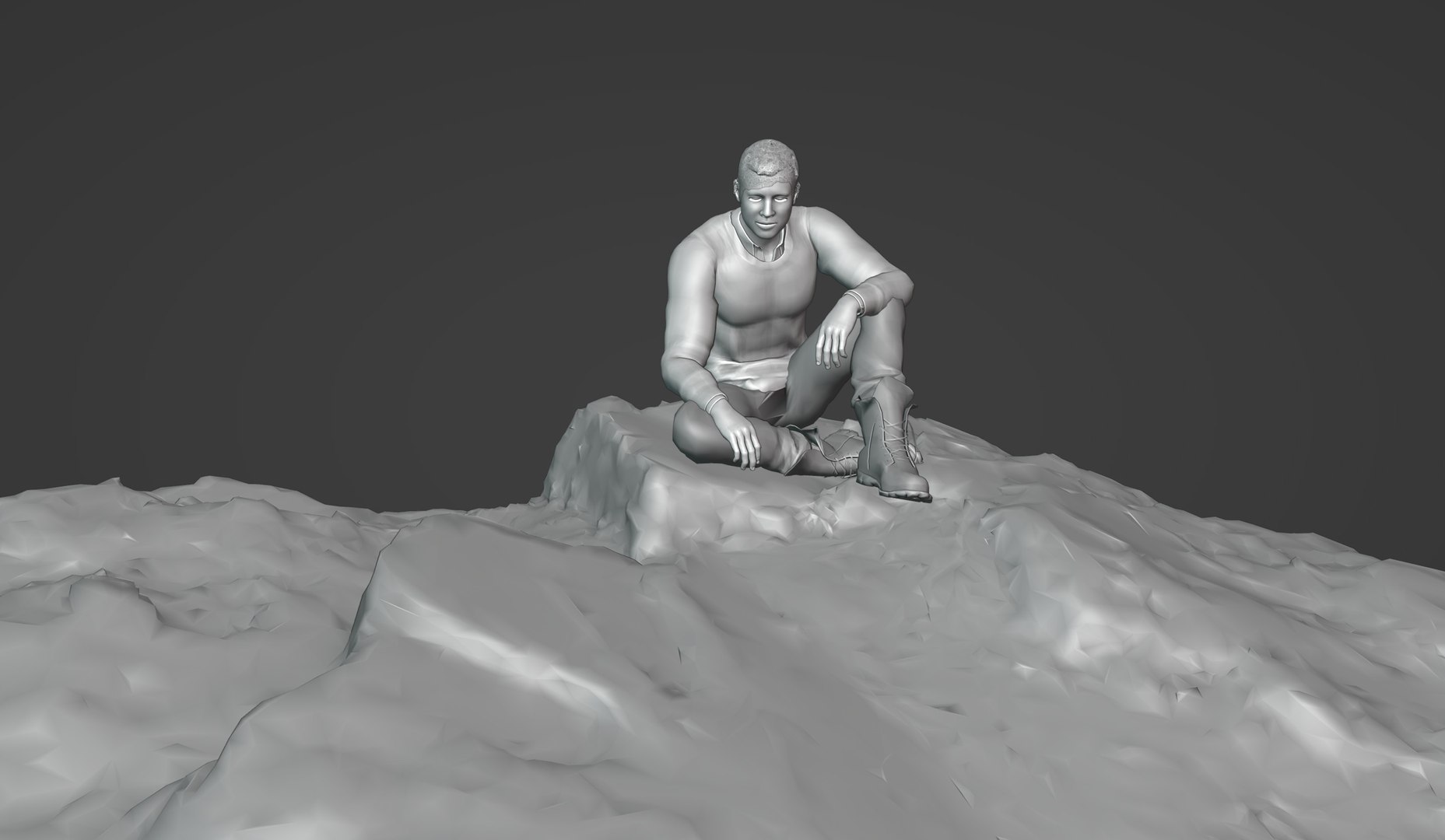 Sad Man Sitting On A Stone Model - TurboSquid 2017391