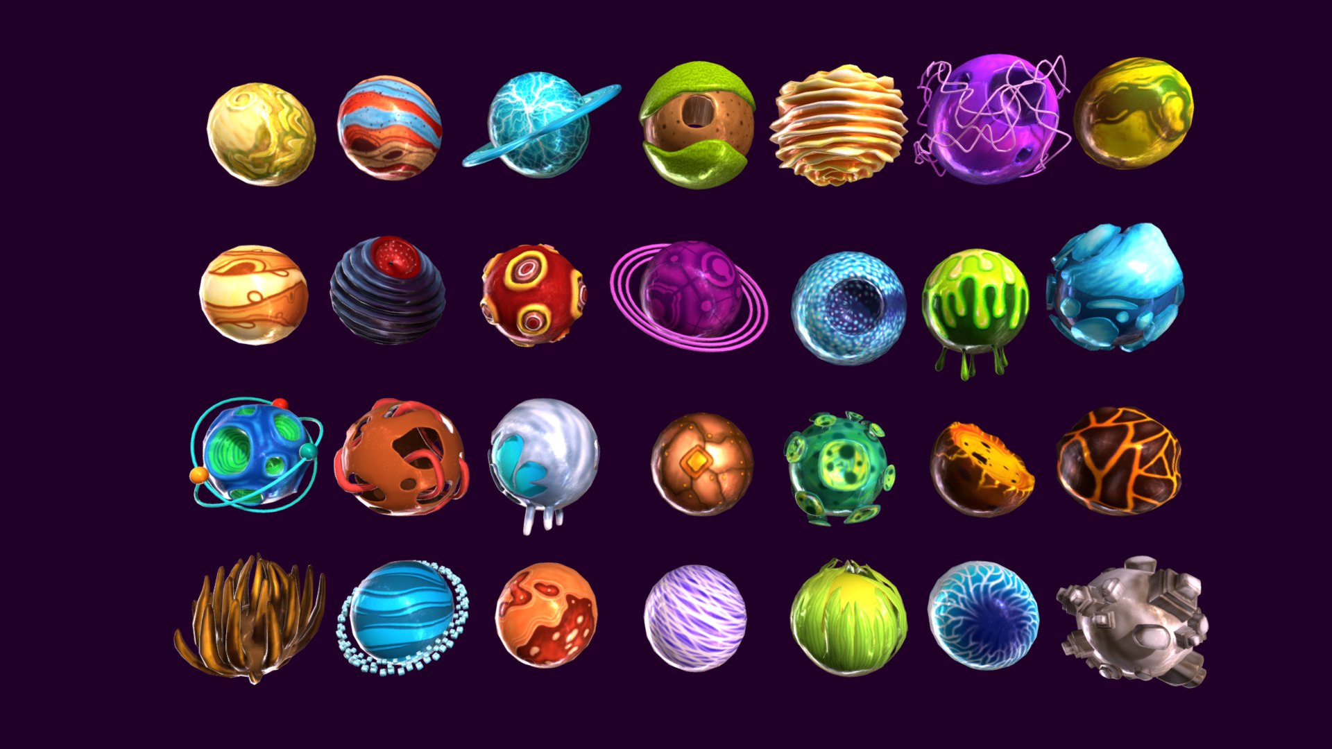 Cartoon Solar System2 3D Model - TurboSquid 2134178