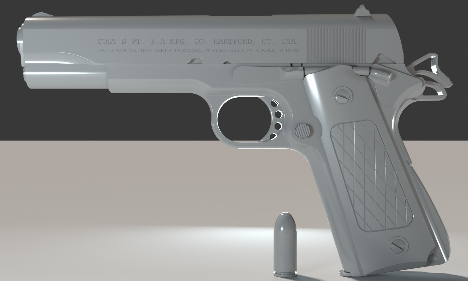 Assembly colt m1911a1 pistol 3D model - TurboSquid 1374241