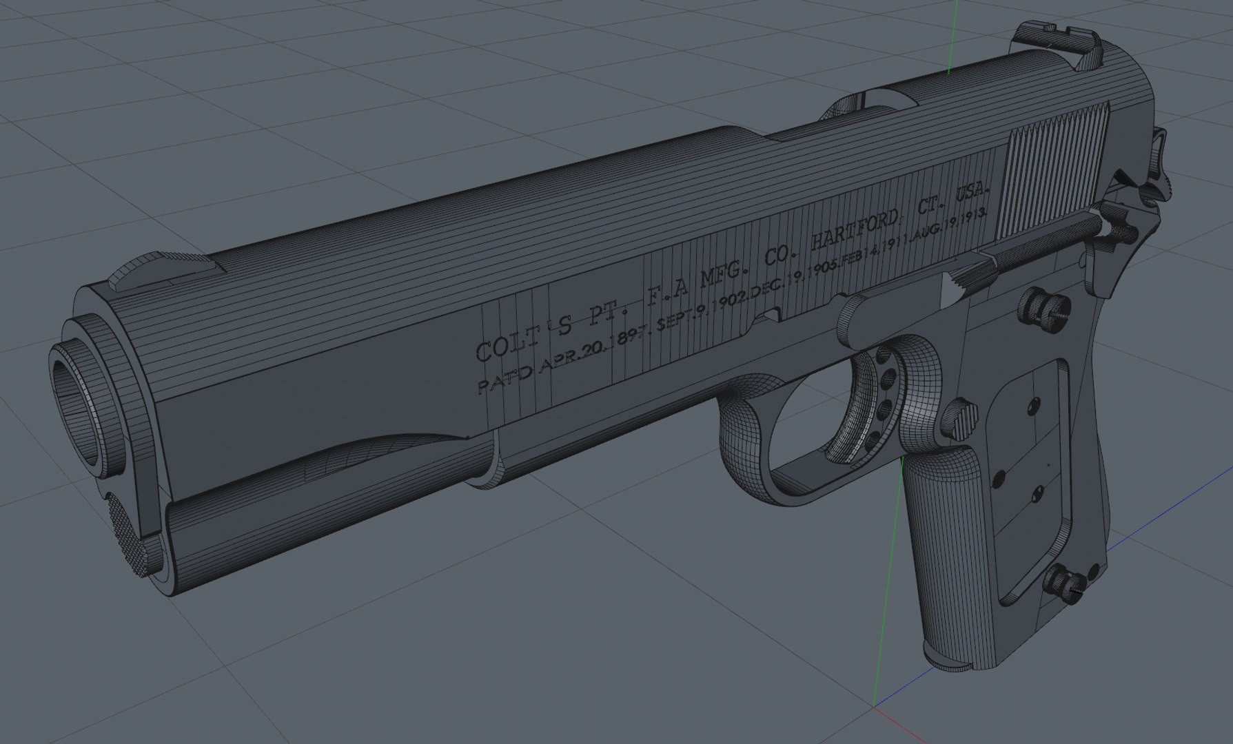 Assembly colt m1911a1 pistol 3D model - TurboSquid 1374241