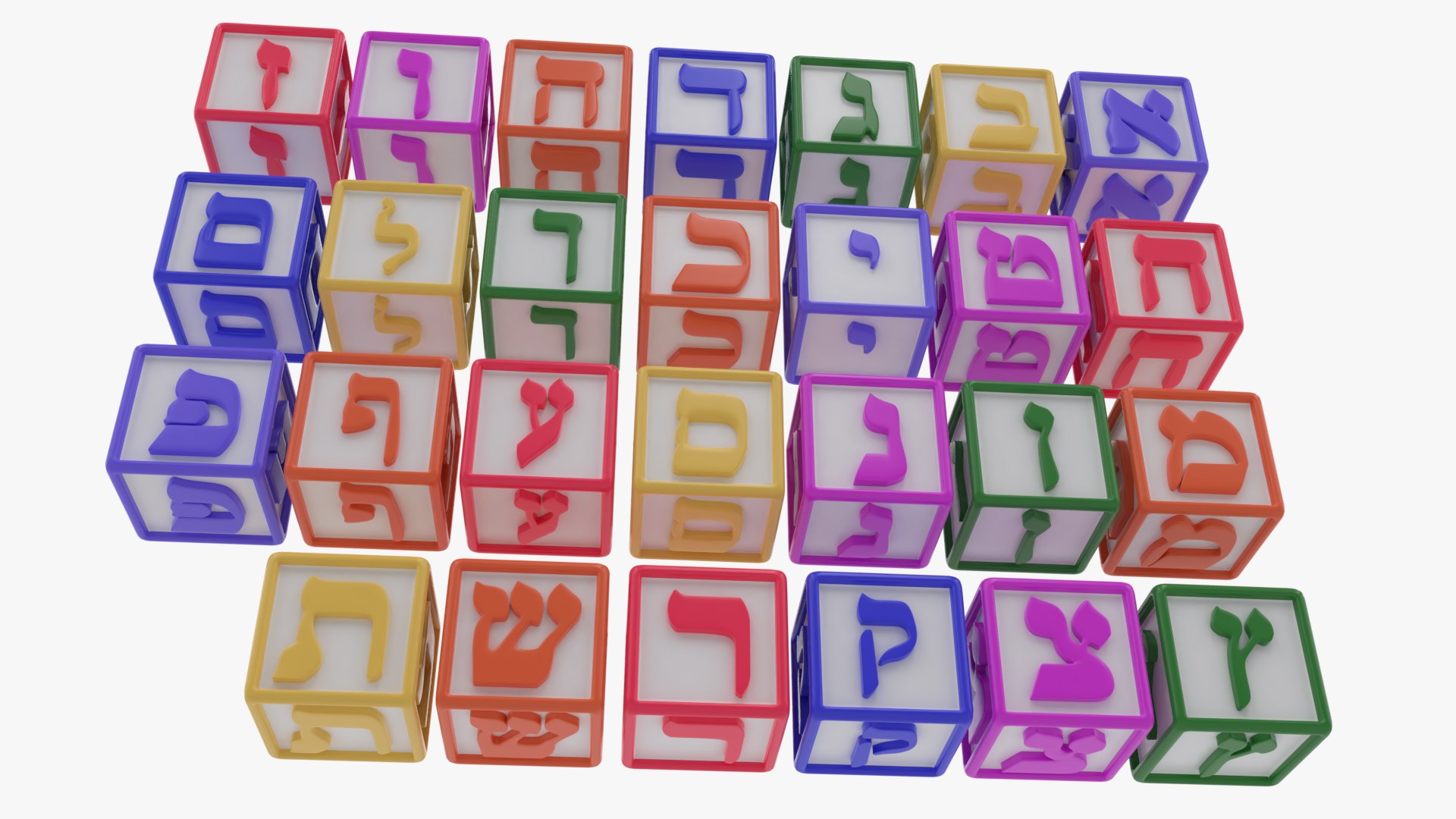 3D Hebrew Alphabet Letters Colored Model - TurboSquid 1696842