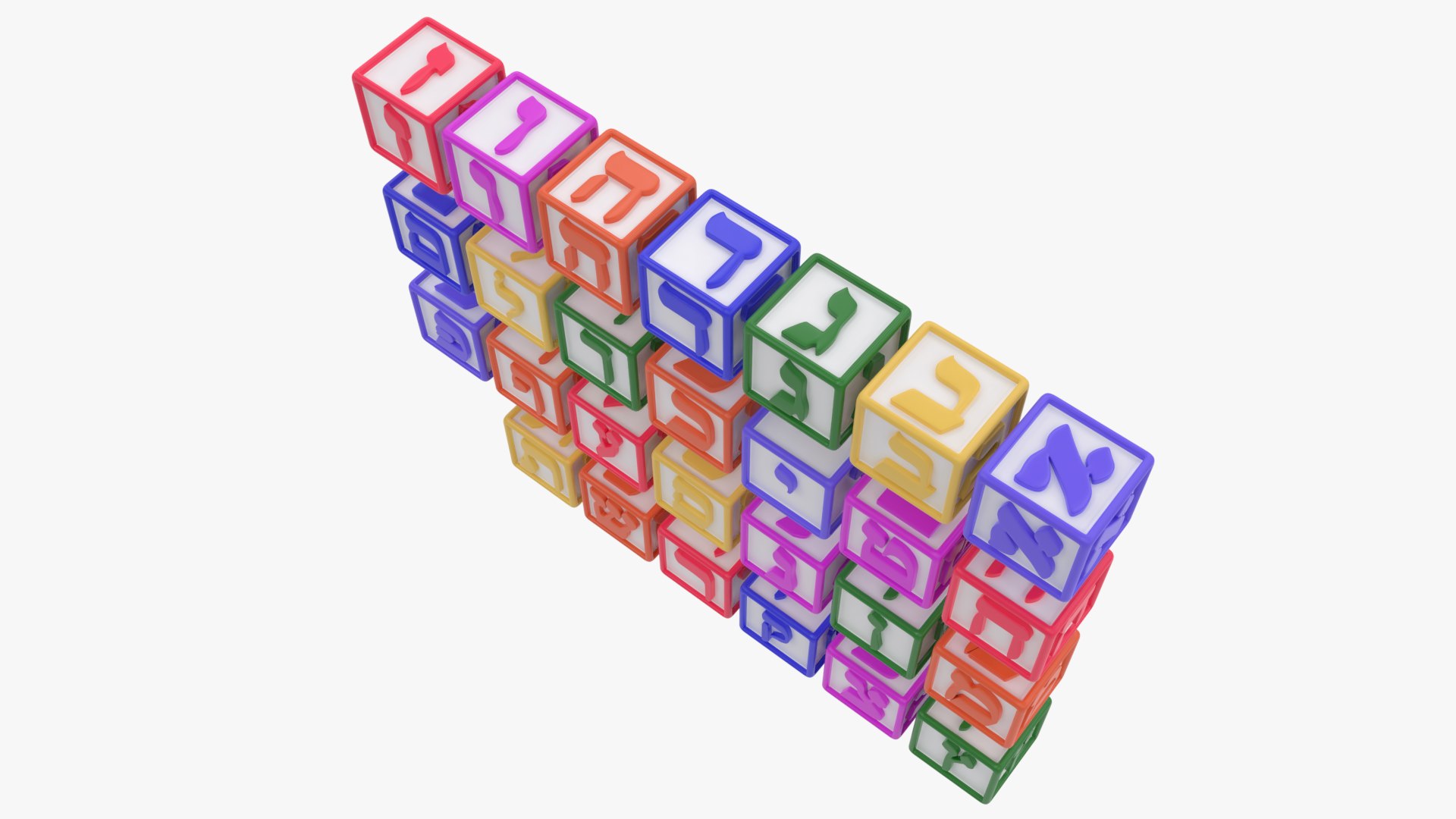 3D Hebrew Alphabet Letters Colored Model - TurboSquid 1696842