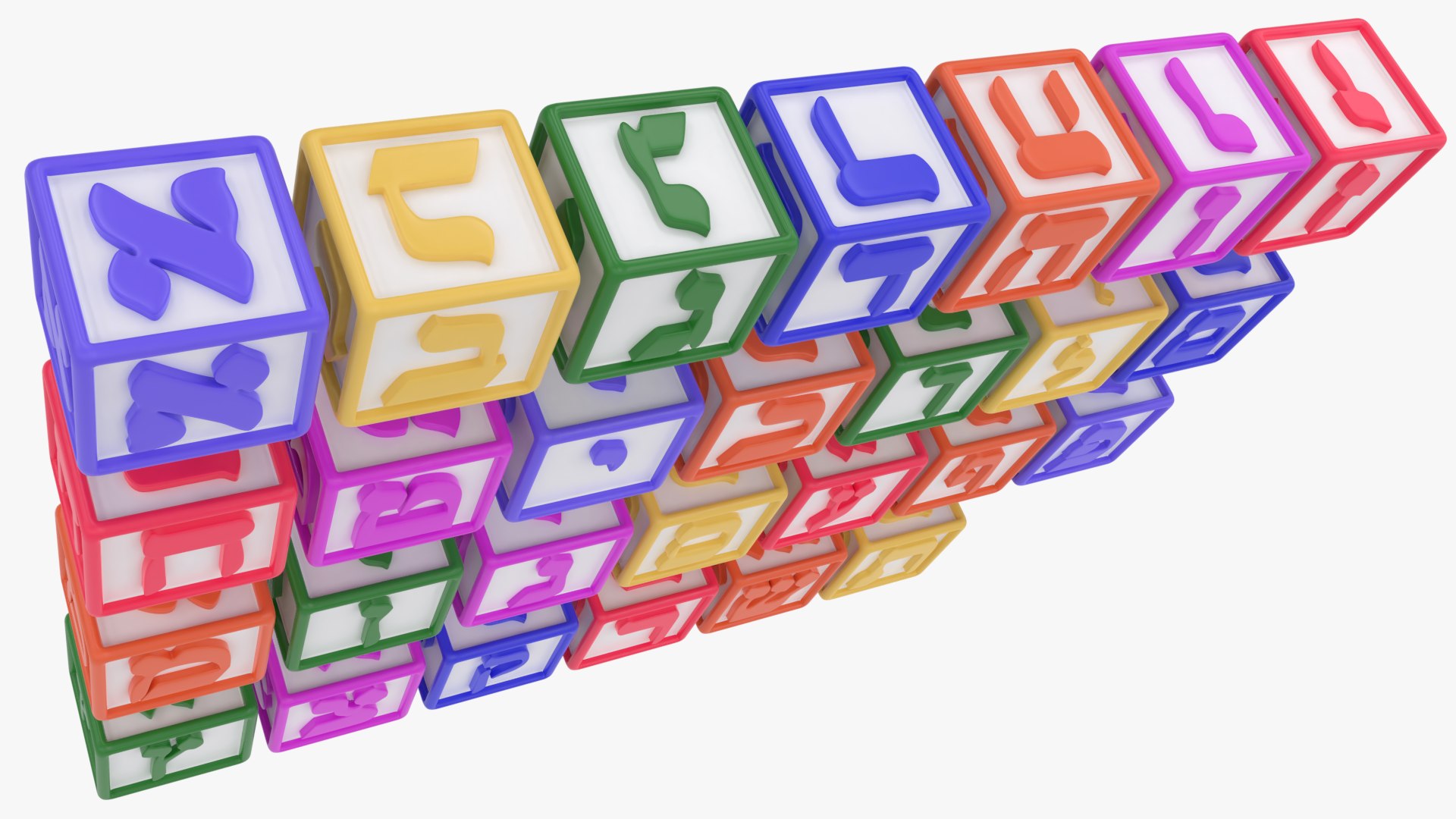 3D Hebrew Alphabet Letters Colored Model - TurboSquid 1696842