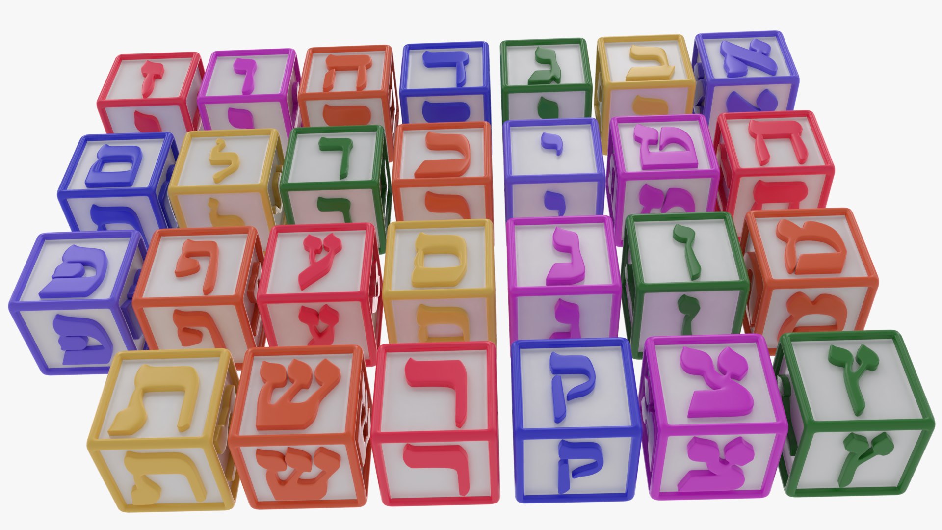 3D Hebrew Alphabet Letters Colored Model - TurboSquid 1696842