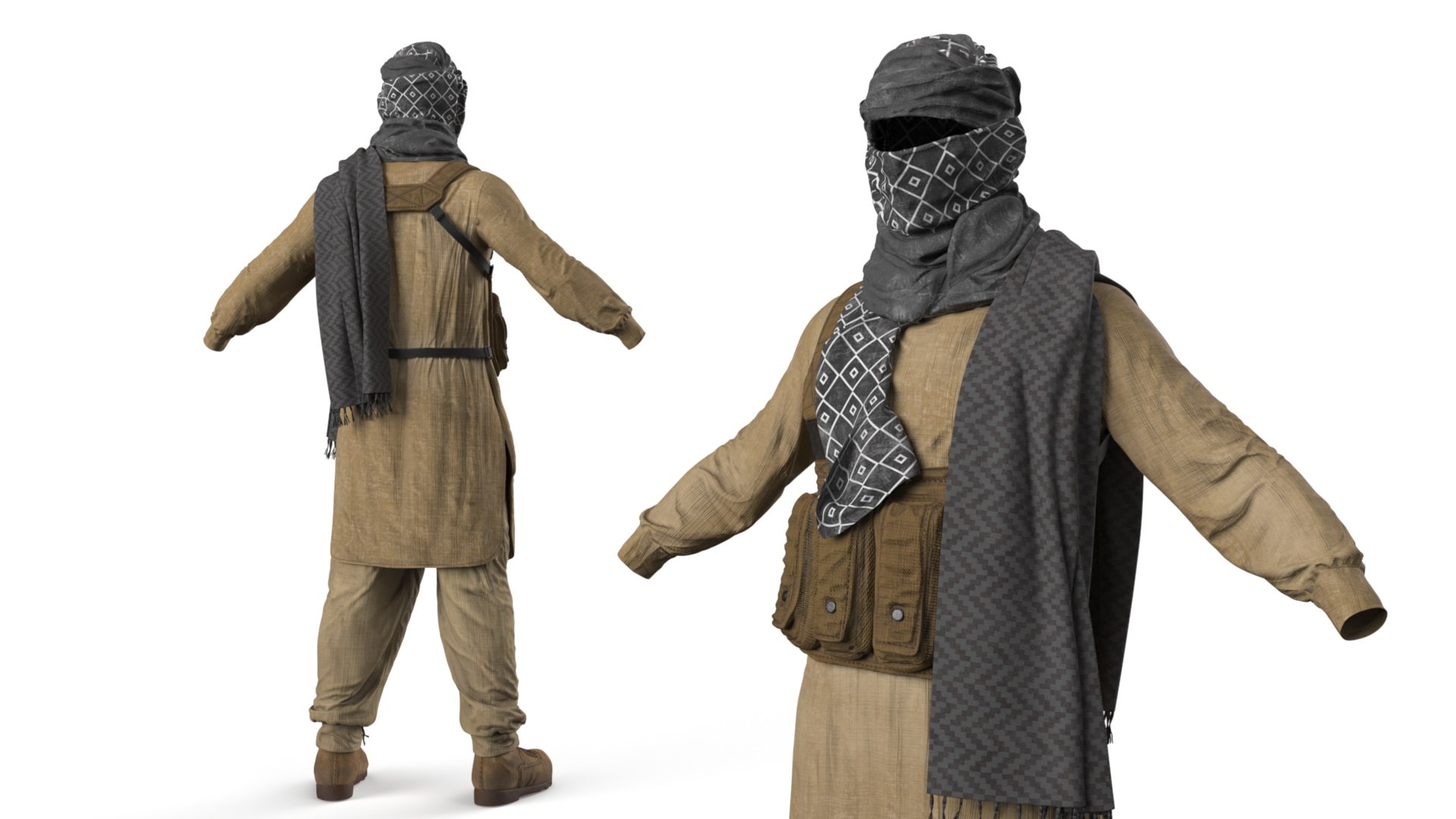 3D Model Arabian Terrorist Outfit With Tactical Vest - TurboSquid 2474939