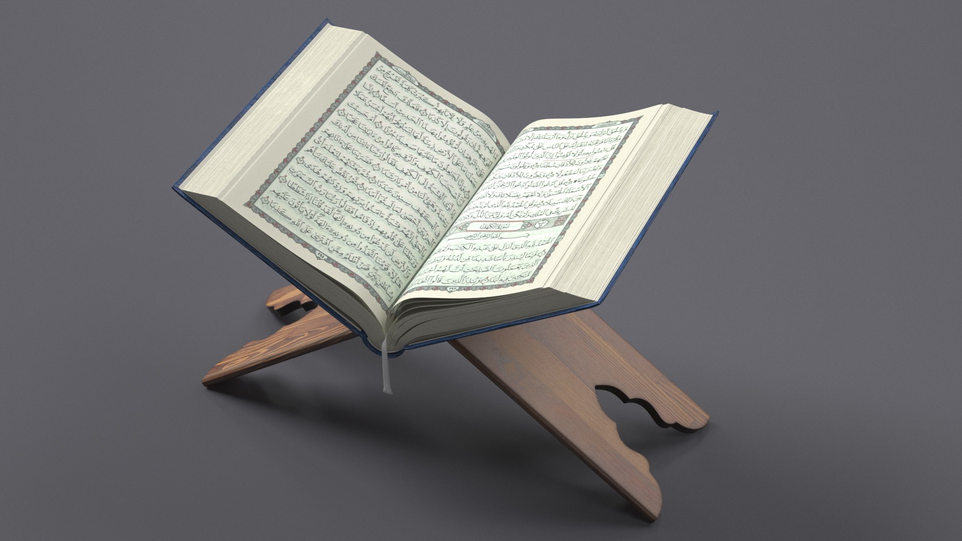 Holy Quran On Stand Blue Open 3D - TurboSquid 2268634